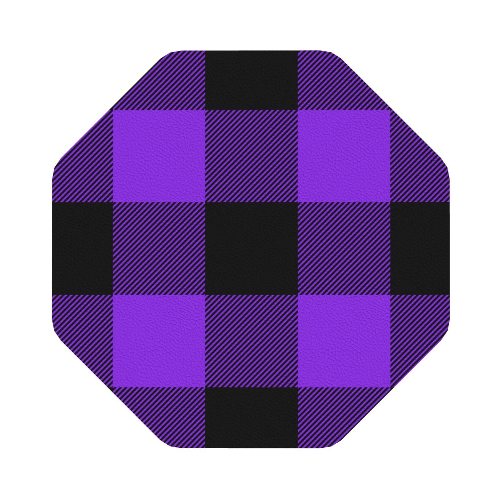 Disketp Purple Buffalo Plaid Funny Coasters,4 Pcs Leather Coasters With ...