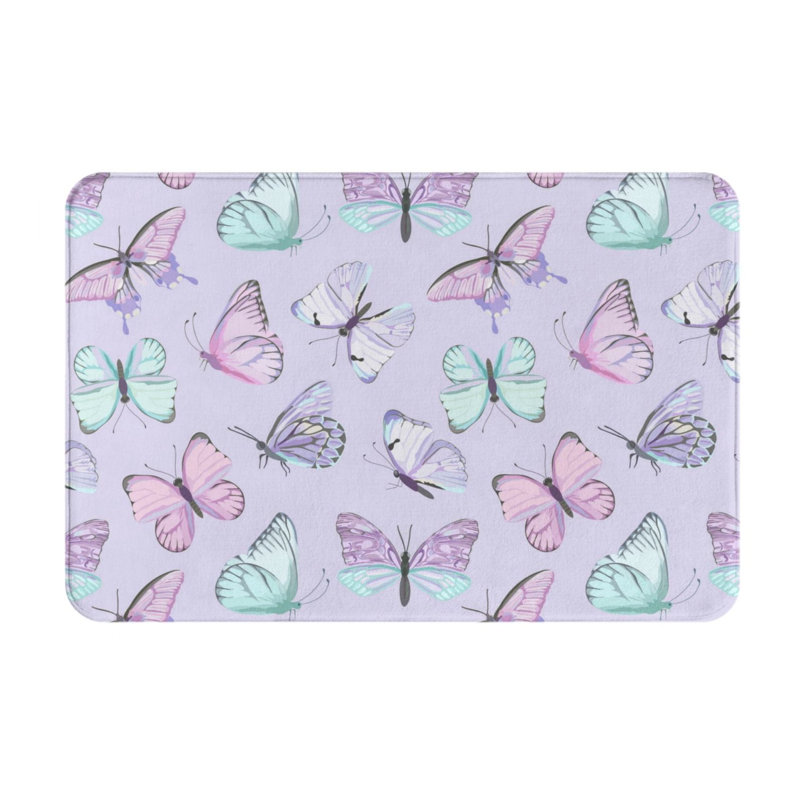 Disketp Purple Butterfly Mat For Front Door Outside - Doormat Outdoor ...