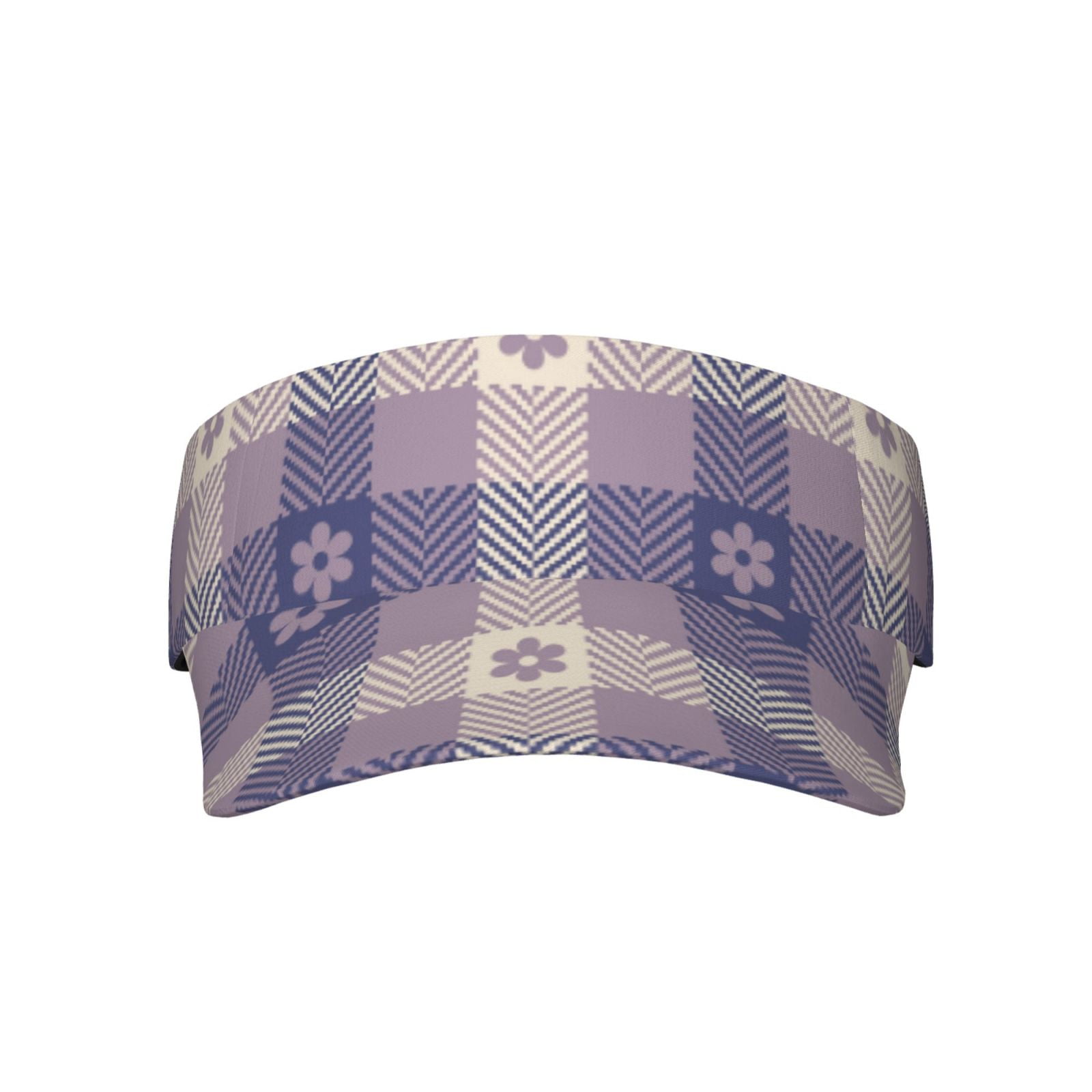 Disketp Purple Floral Gingham Check Plaid Sun Visors for Women Men ...