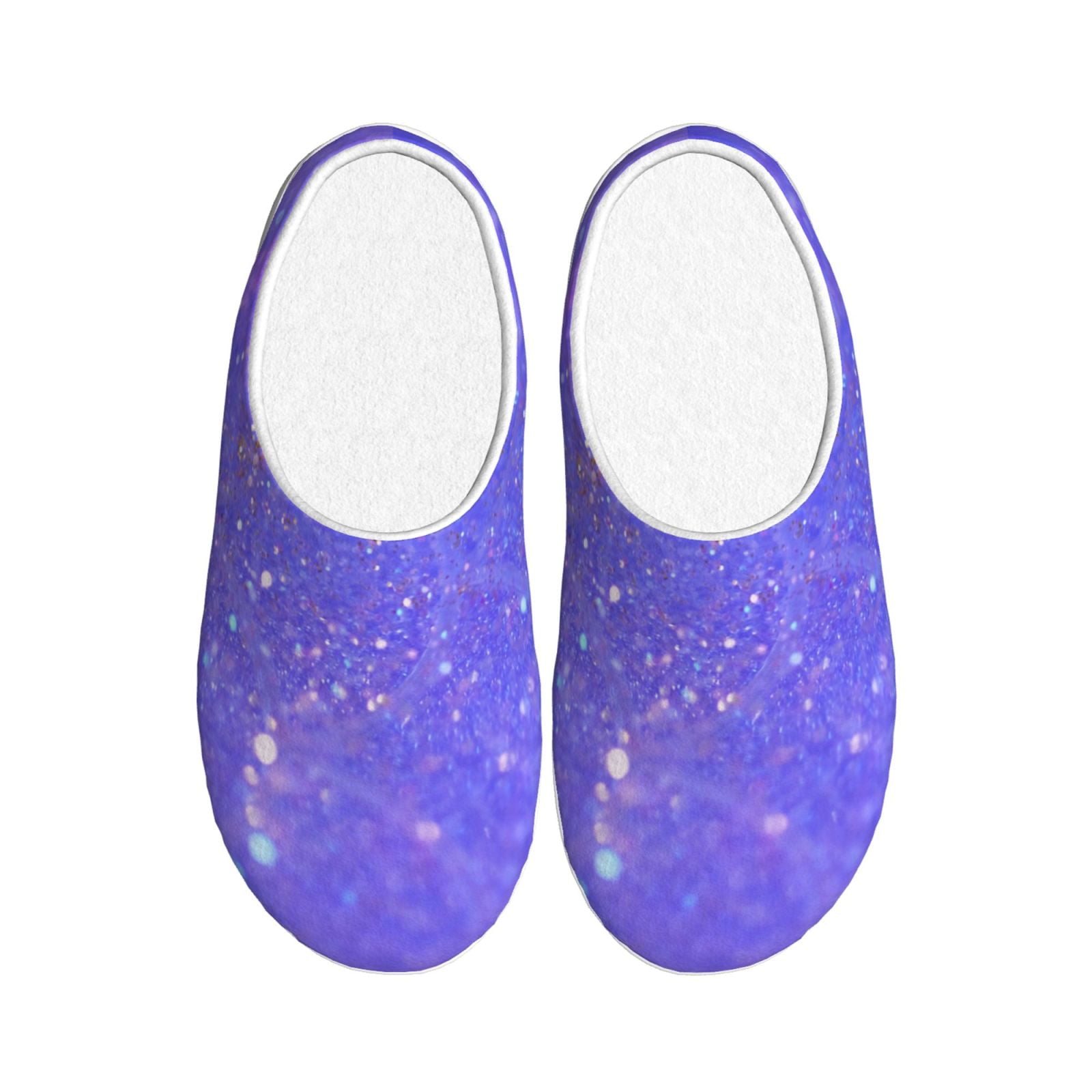 Disketp Purple Glitter Women's Men's Slippers Plush Slip-On House ...
