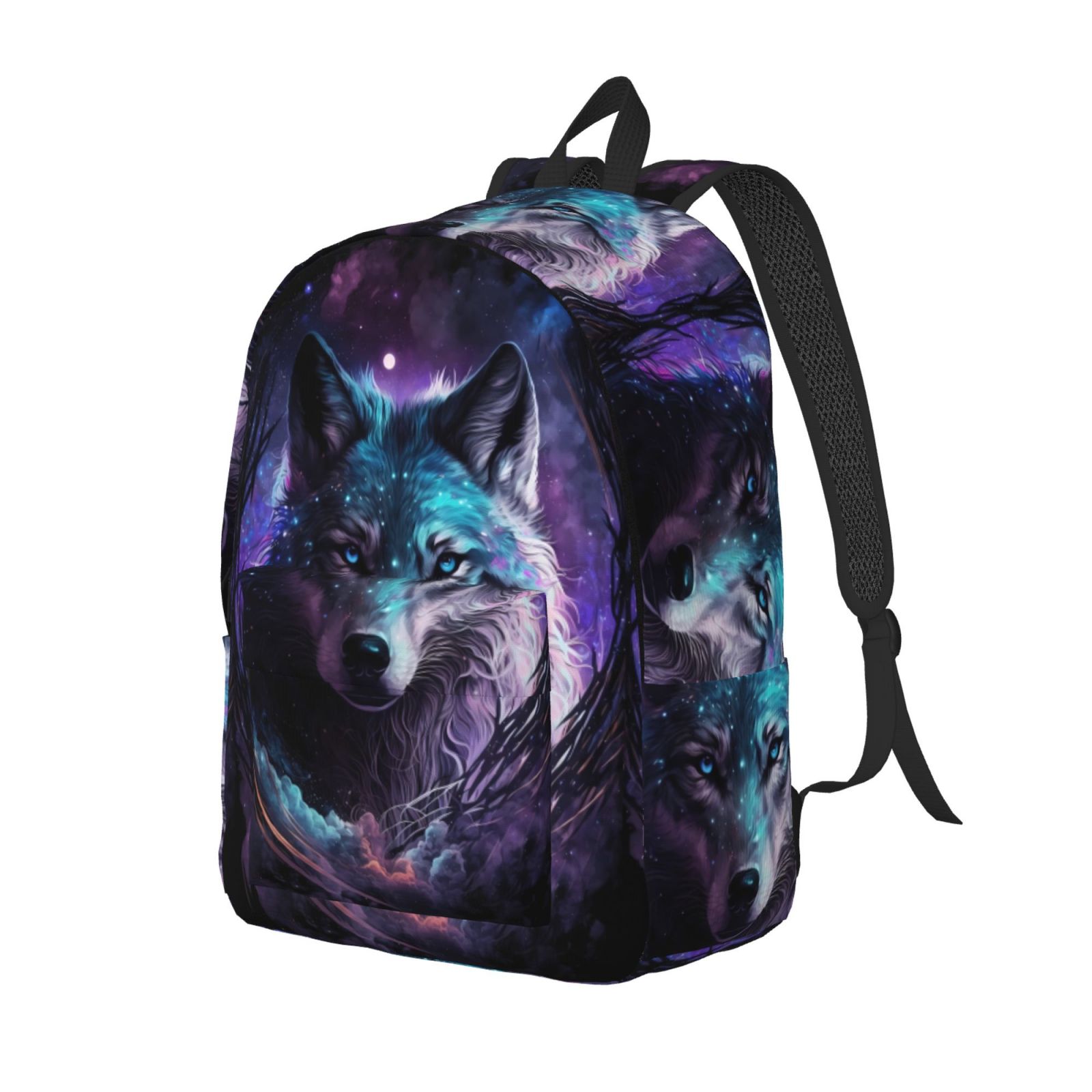 Disketp Purple Sky Wolf Canvas Backpack Lightweight Travel Daypack ...