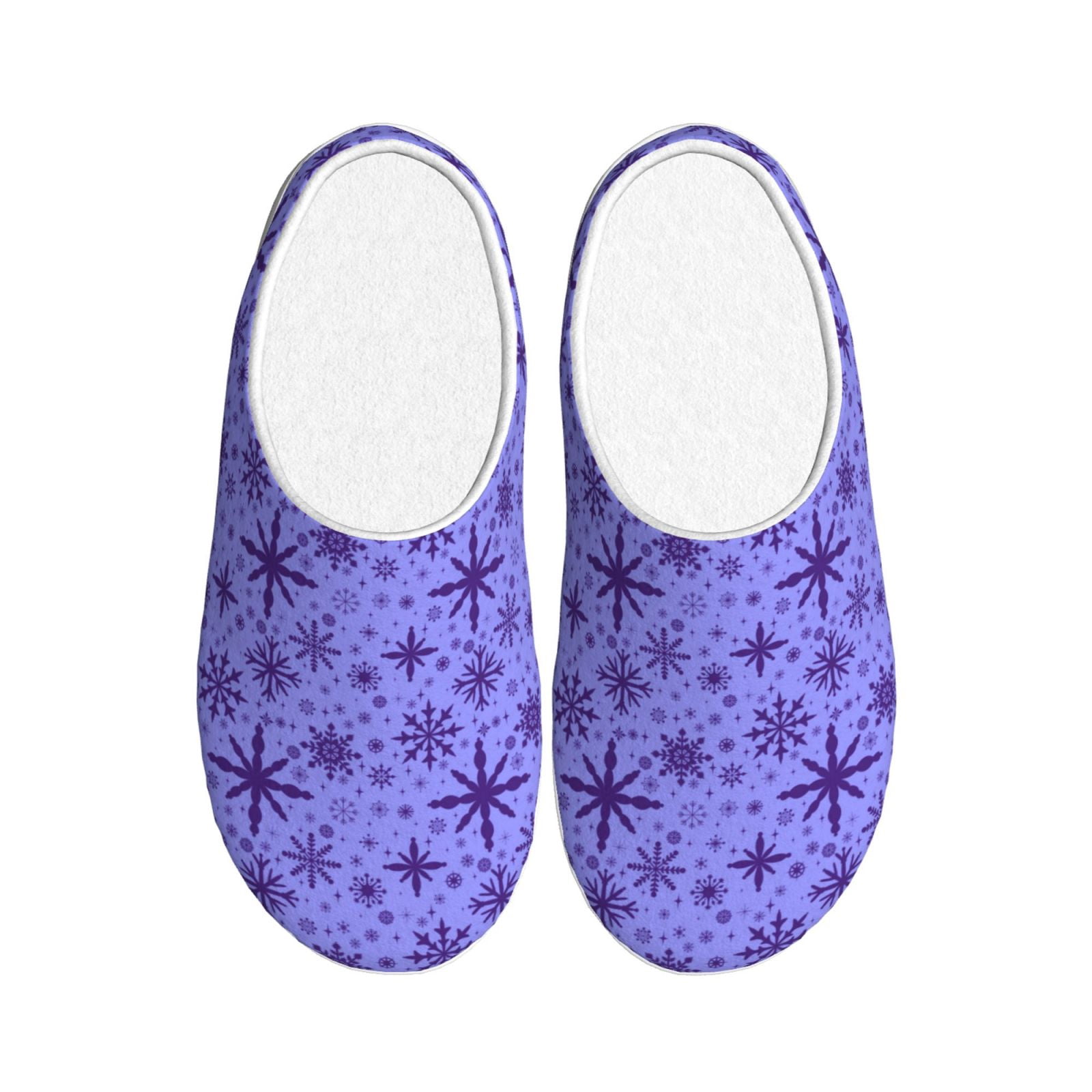 Disketp Purple Snowflake Elegance Women's Men's Slippers Plush Slip-On ...