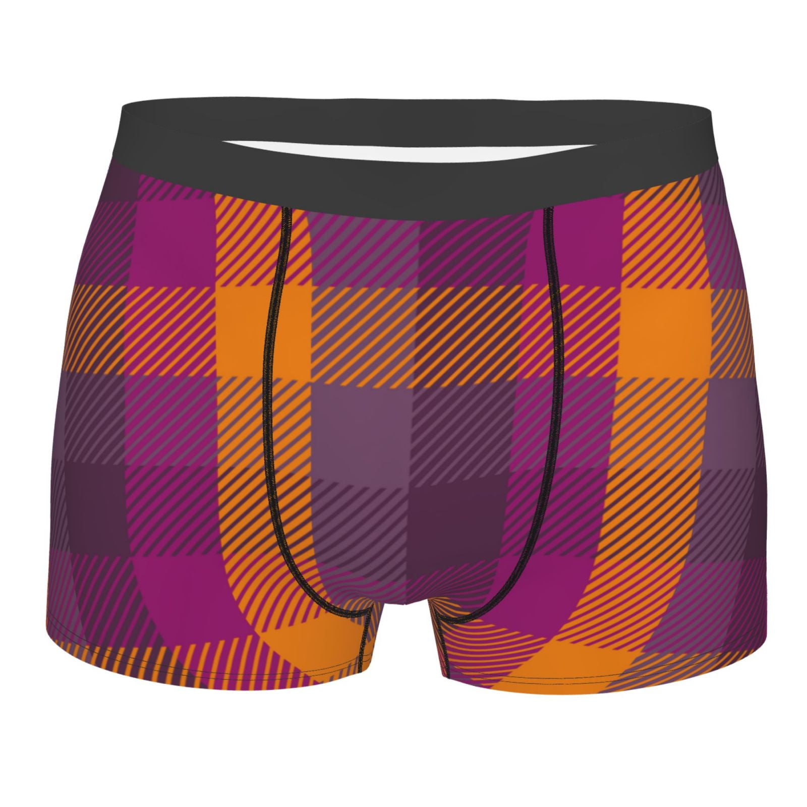 Disketp Purple Yellow Buffalo Plaid Men'S Boxer Briefs,Soft And ...