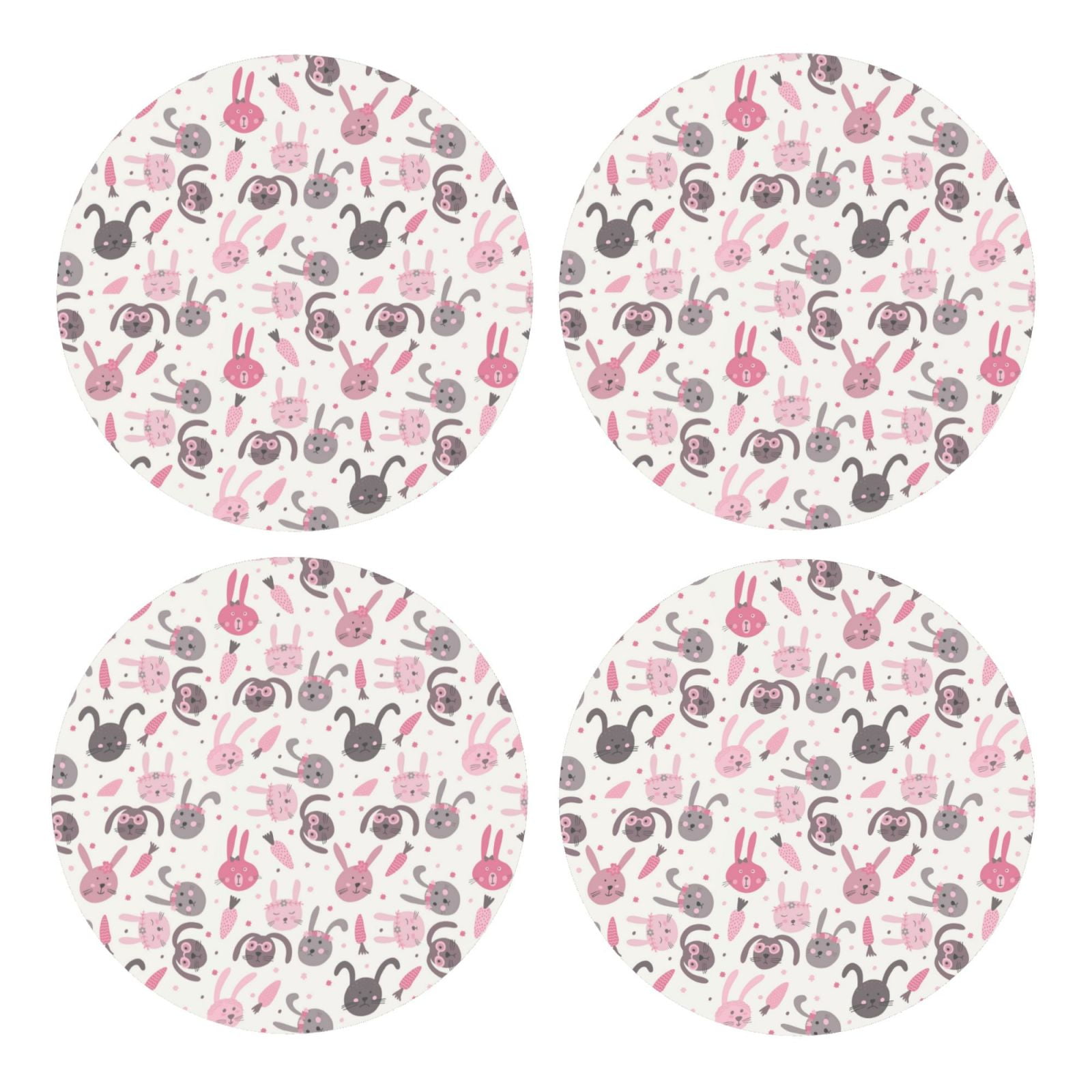 Disketp Rabbit And Carrot MDF Cork Coaster 4 Pcs - Absorbent Beverage ...