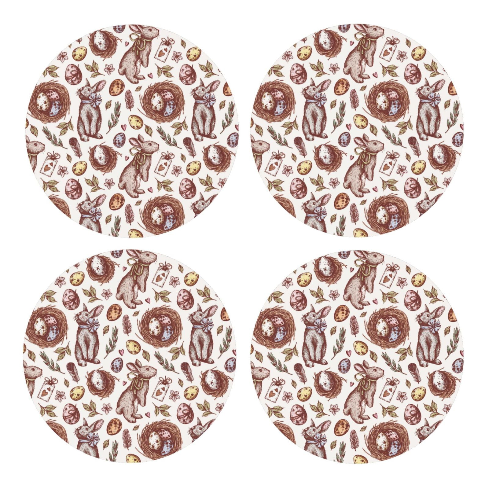 Disketp Rabbit And Egg MDF Cork Coaster 4 Pcs - Absorbent Beverage ...
