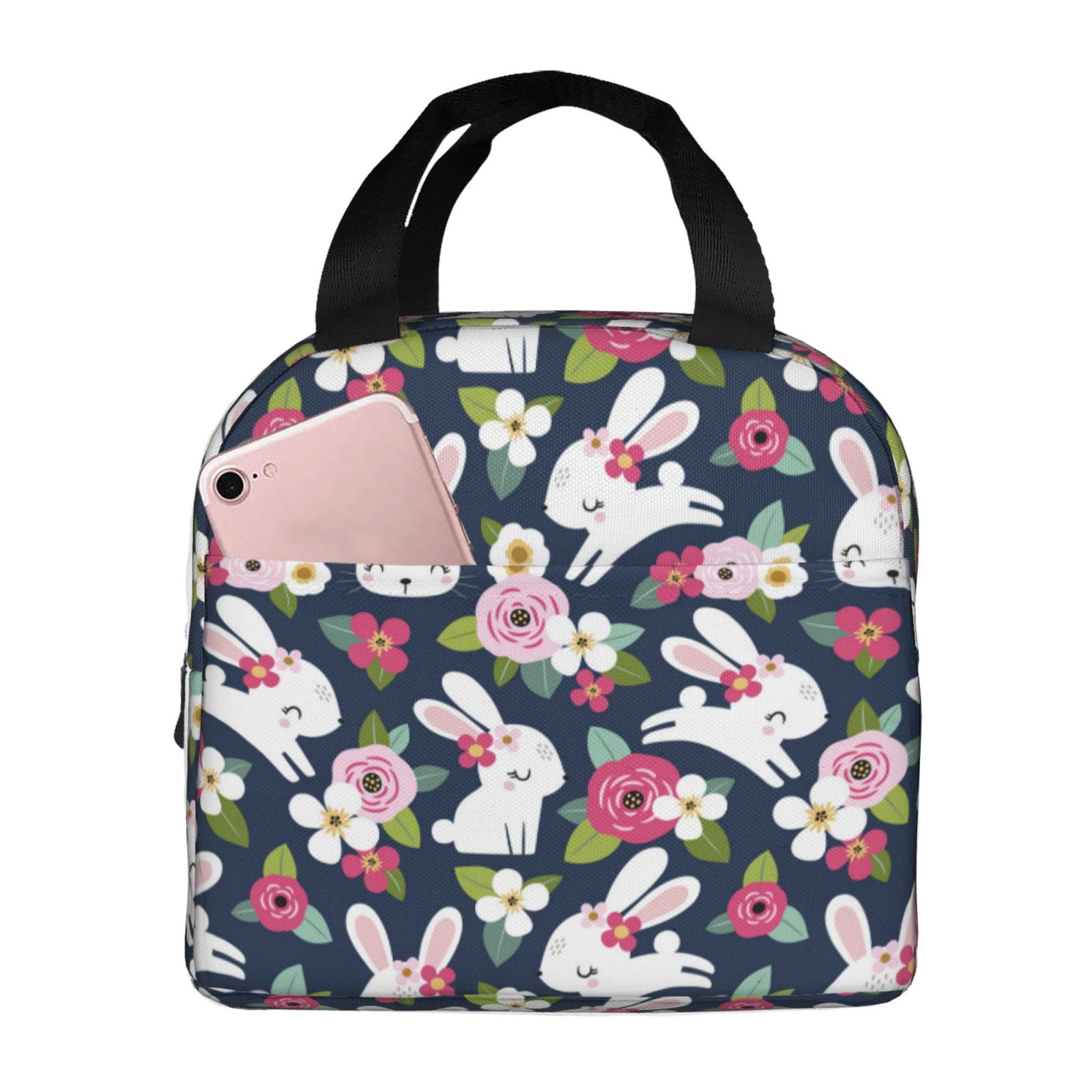 Disketp Rabbit And Rose Lunch Bag for Women Men, Leakproof Thermal ...