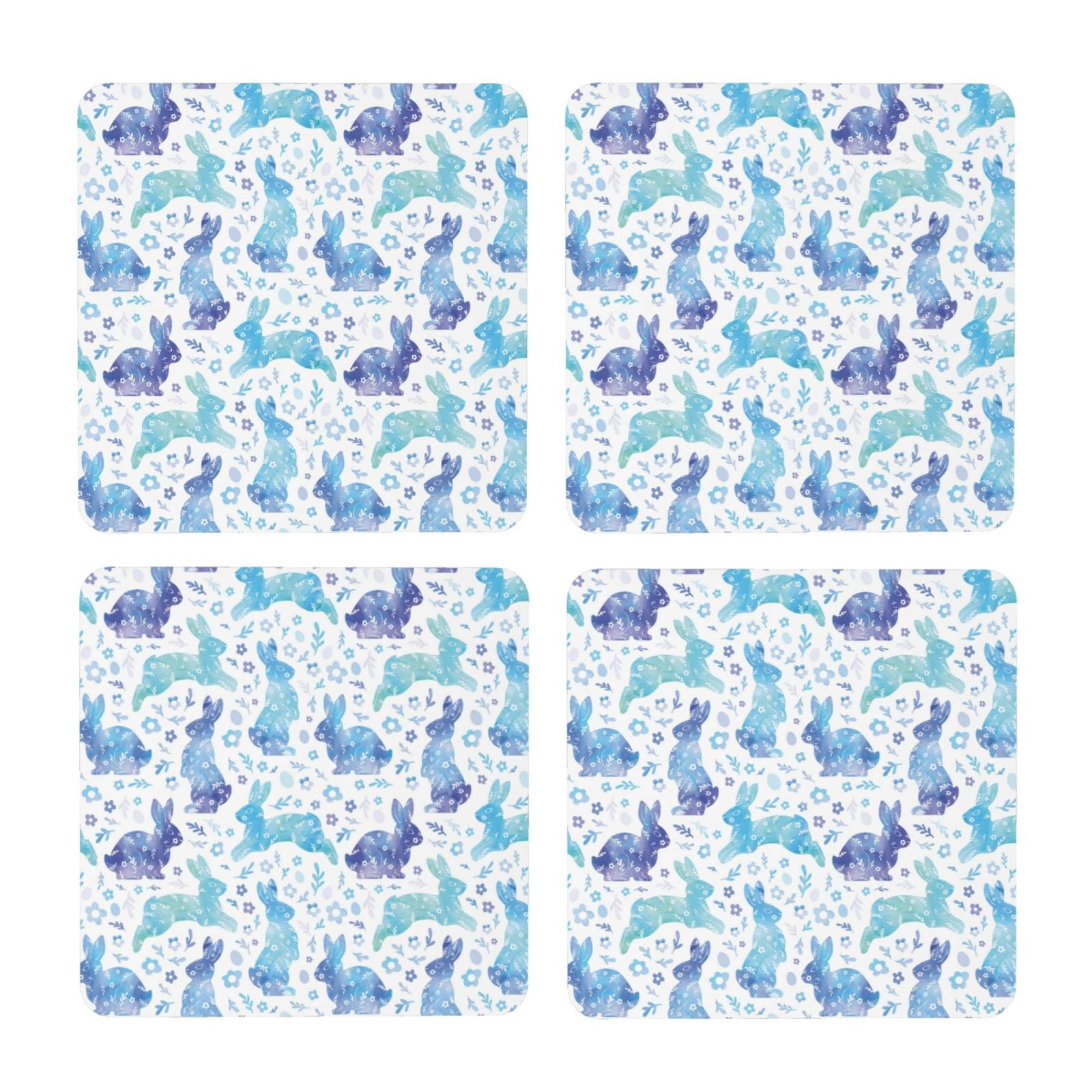 Disketp Rabbit2 MDF Cork Coaster 4 Pcs - Absorbent Beverage Coasters ...