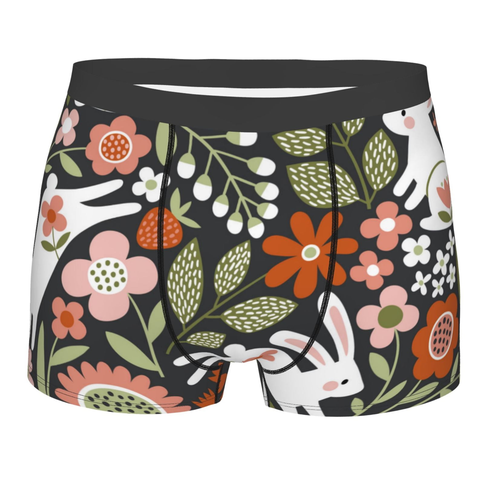 Disketp Rabbits On Floral Men'S Boxer Briefs,Soft And Breathable Cotton ...