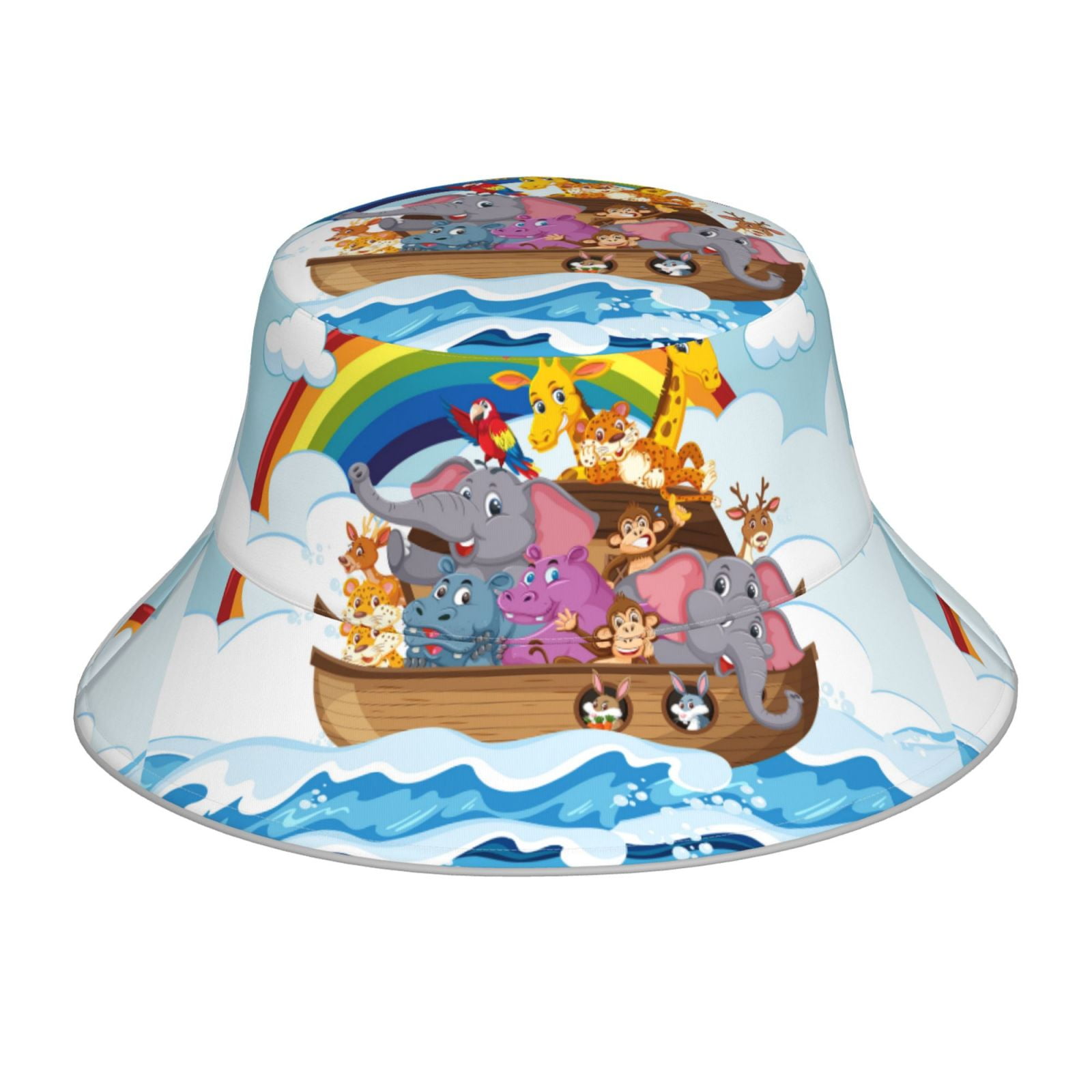 Disketp Rainbow Animals On Noah'S Ark Print Reflective Bucket Hat Beach ...