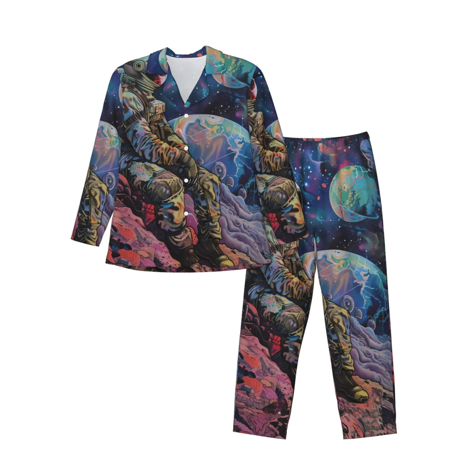Disketp Rainbow Astronaut Space Landscape for Pajamas Set Long Sleeve ...