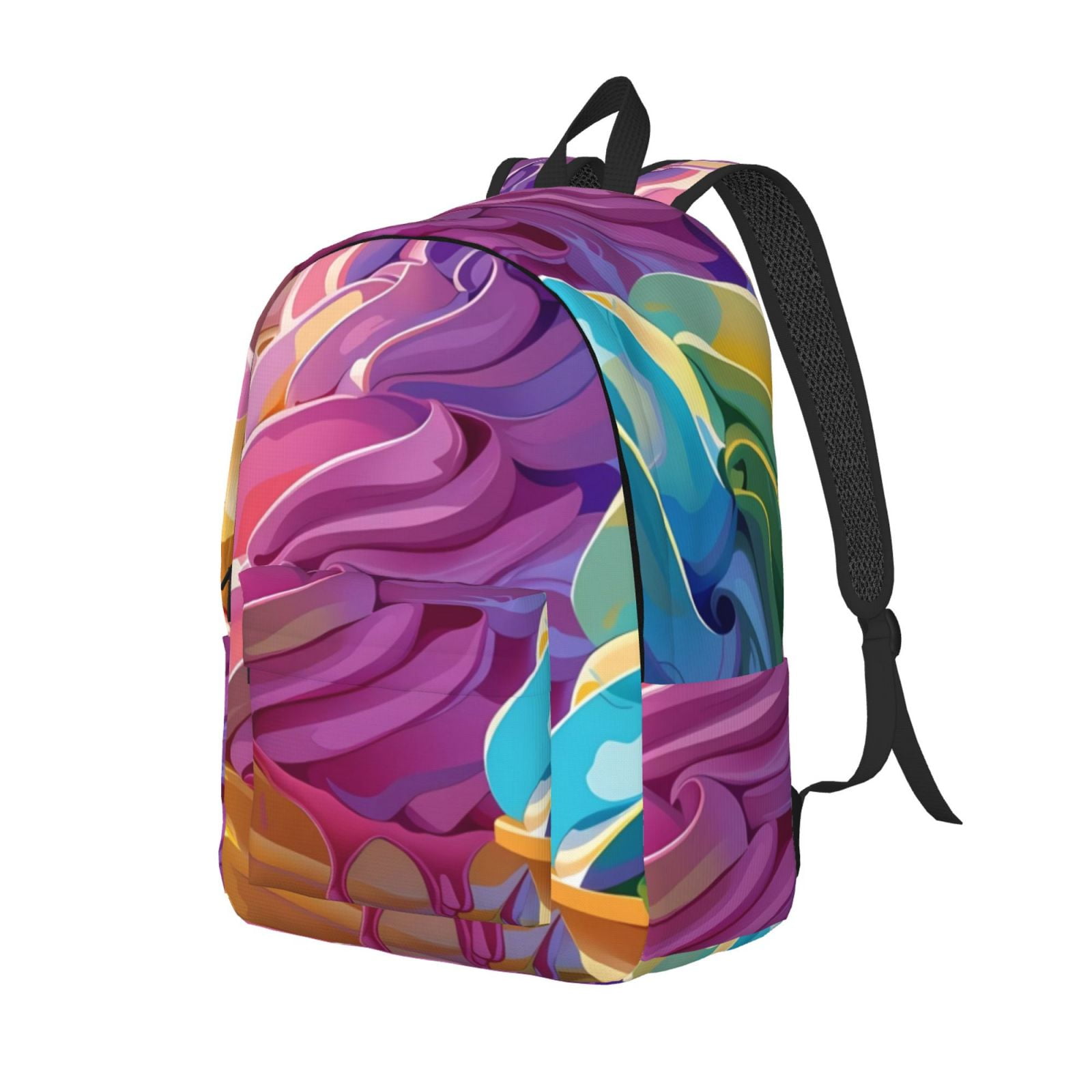 Disketp Rainbow Melting Ice Cream Canvas Backpack Lightweight Travel ...