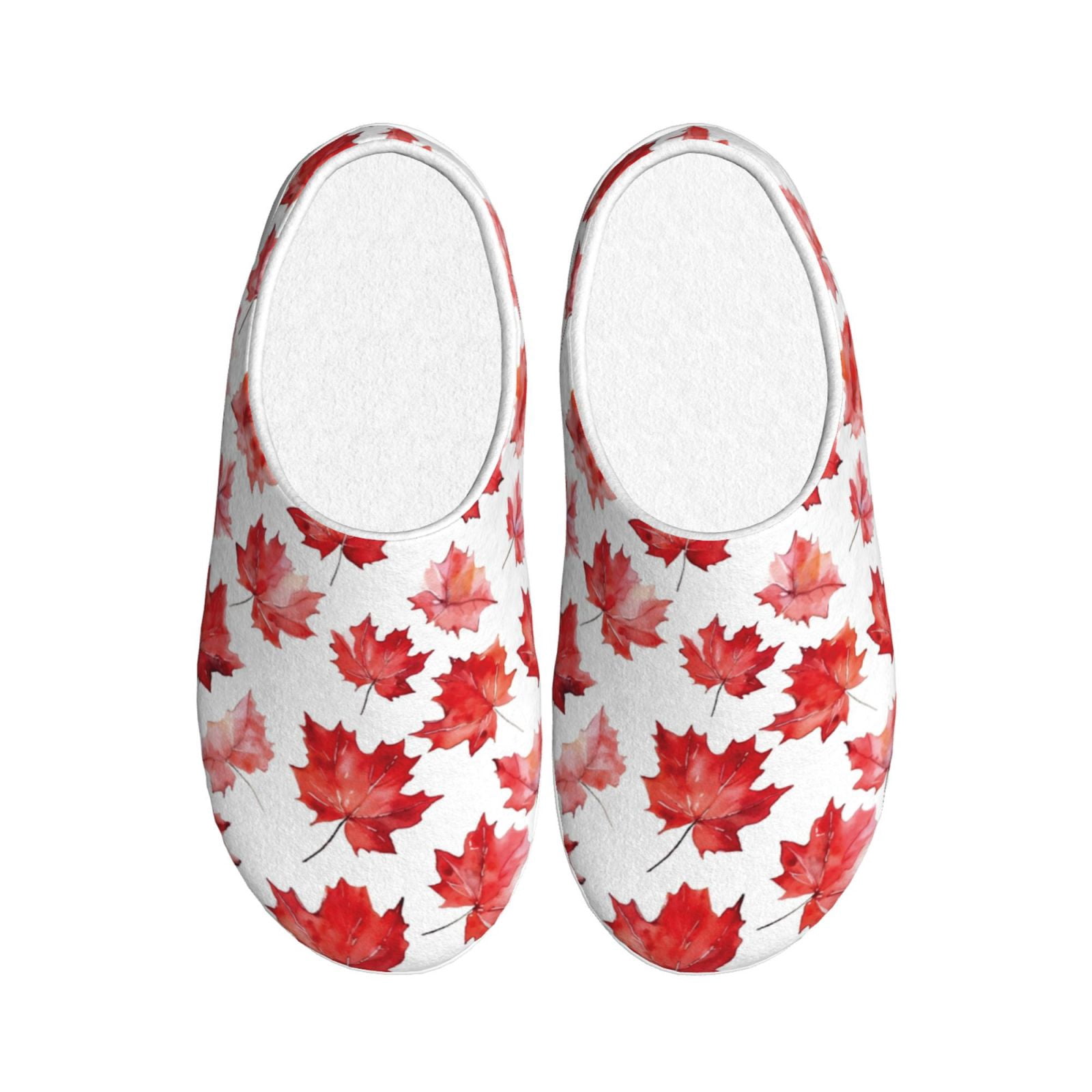 Disketp Realistic Maple Leaf Women's Men's Slippers Plush Slip-On House ...