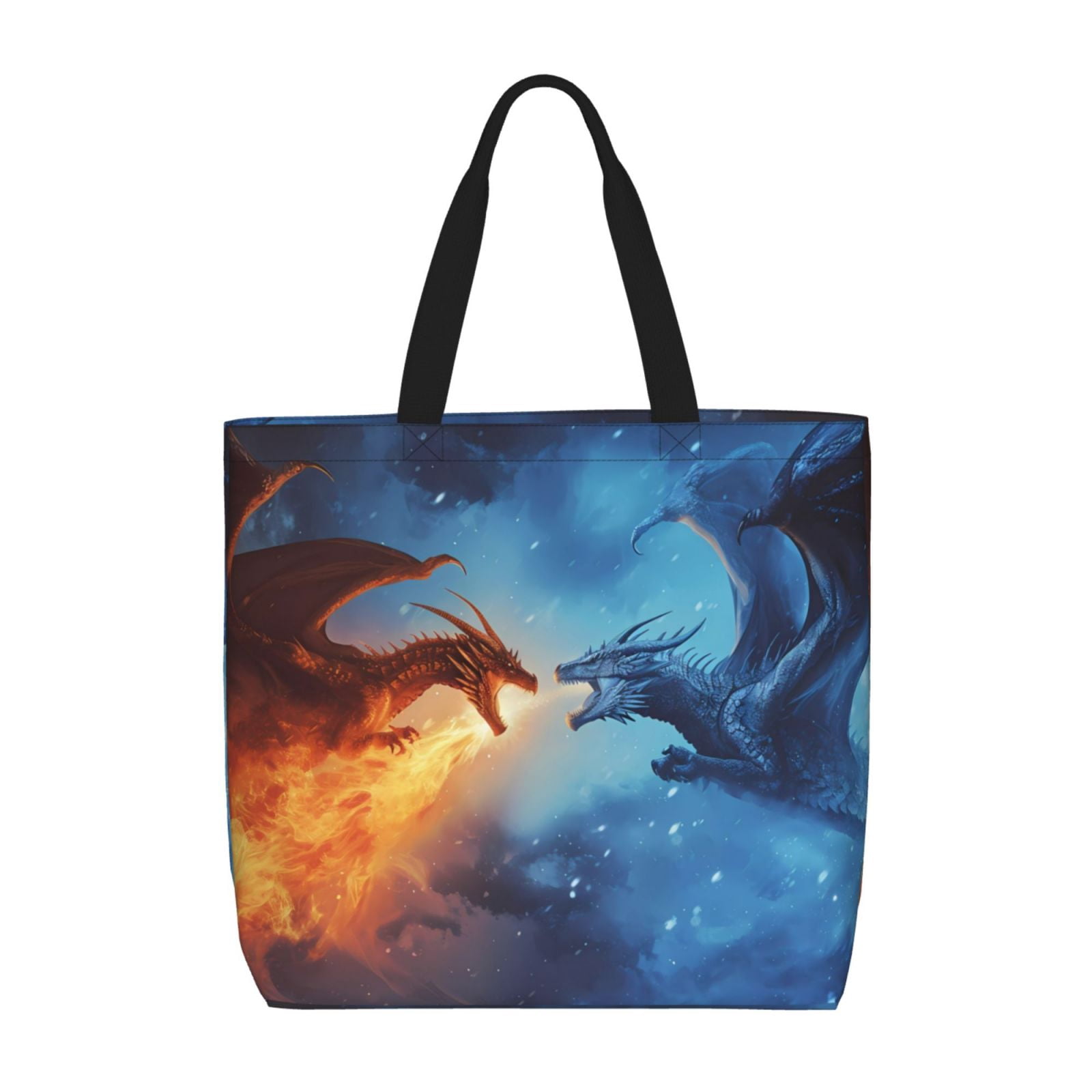 Disketp Red And Blue Fire Dragon A Canvas Tote Bag,Women Shoulder Bag ...