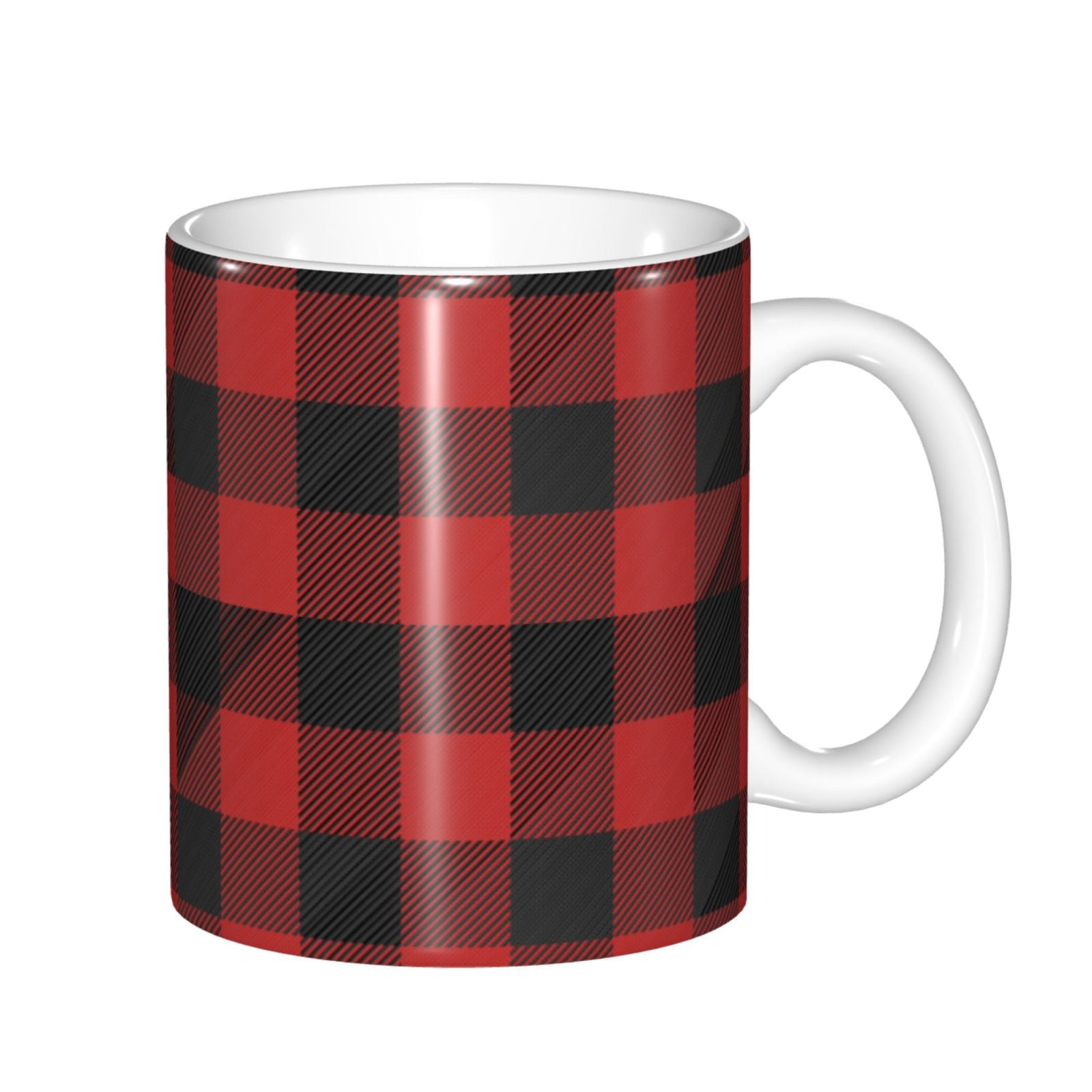 Disketp Red Black Plaid Large Coffee Mug with Handle Tea Cup Novelty ...