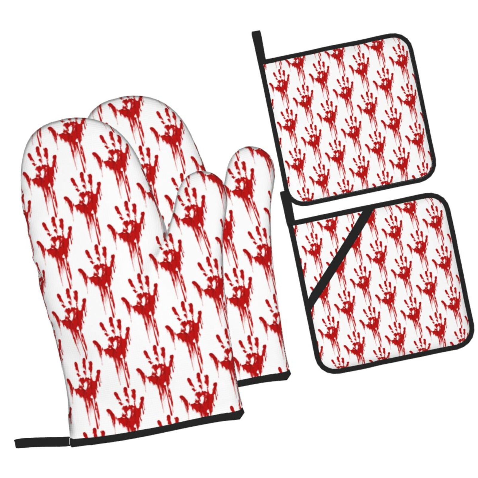 Disketp Red Bloody Scary Hands Oven Mitts and Potholders BBQ Gloves ...