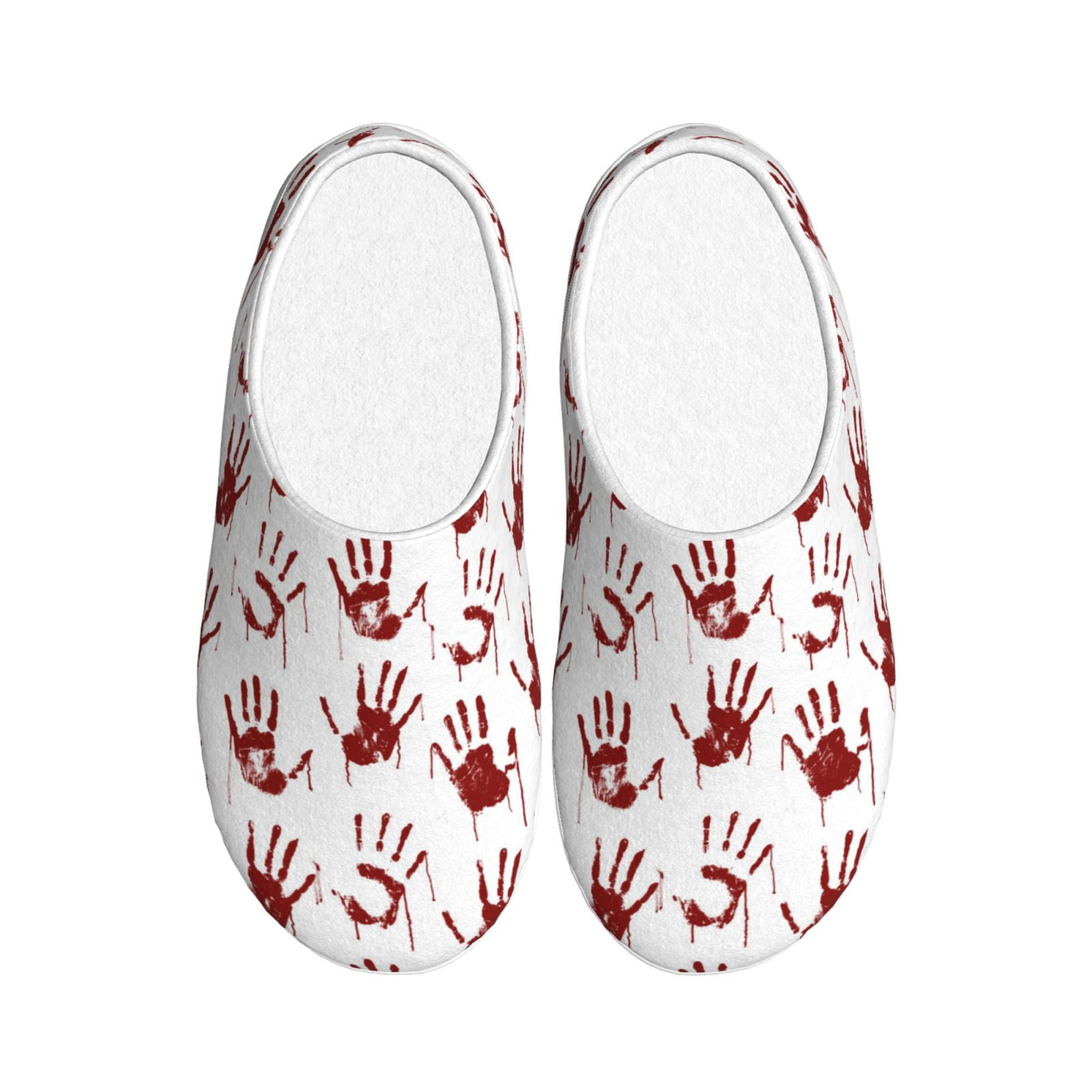 Disketp Red Bloody Scary Hands2 Women's Men's Slippers Plush Slip-On House Slipper for Winter ...