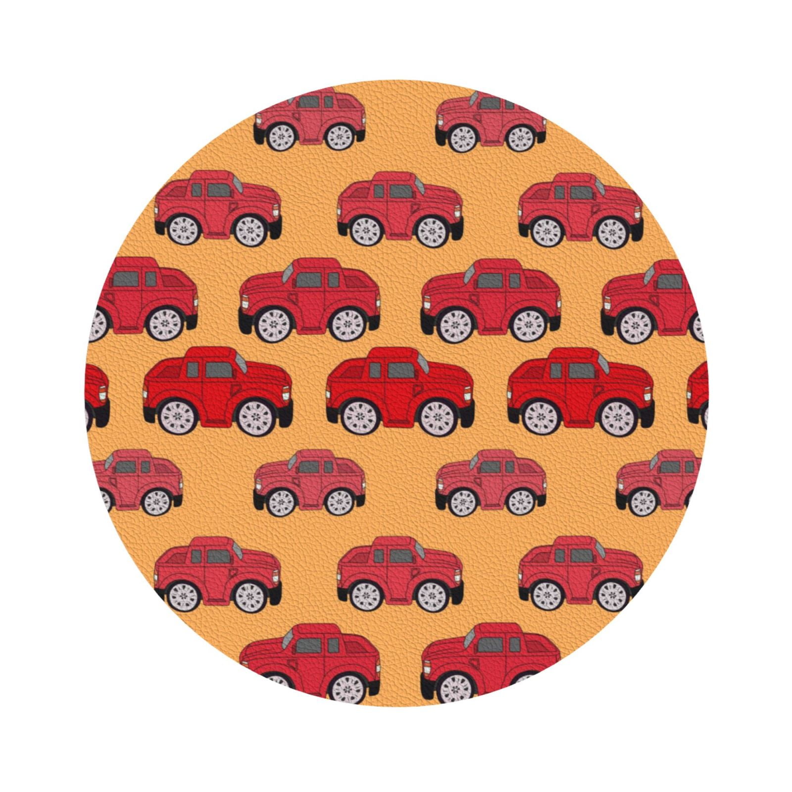 Disketp Red Cars Funny Coasters,4 Pcs Leather Coasters With Holder ...