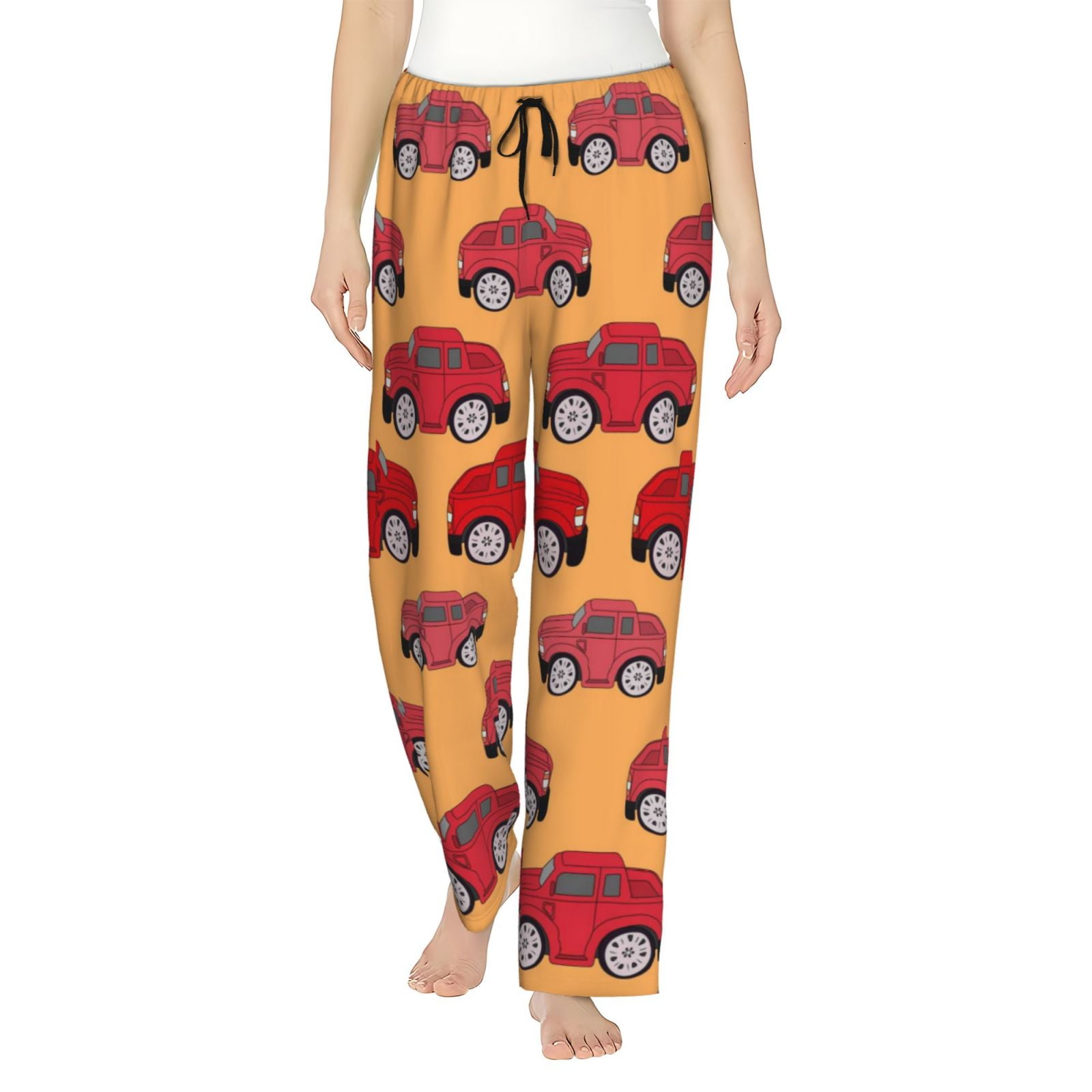 Disketp Red Cars Print Women'S Comfy Pajama Pants Casual Drawstring ...
