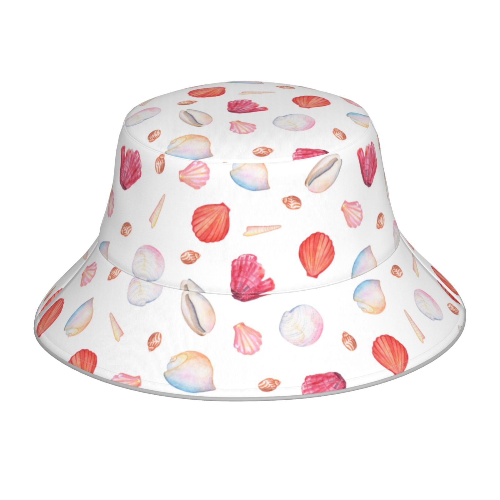 Disketp Red Coral And Scallop Seashell Print Reflective Bucket Hat ...