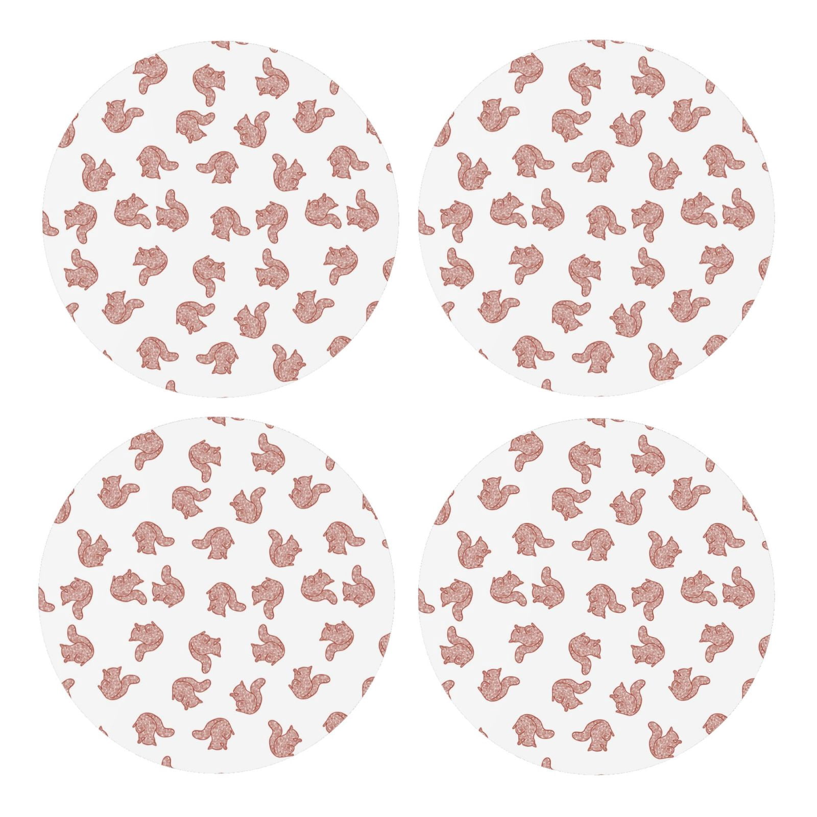 Disketp Red Fox MDF Cork Coaster 4 Pcs - Absorbent Beverage Coasters ...