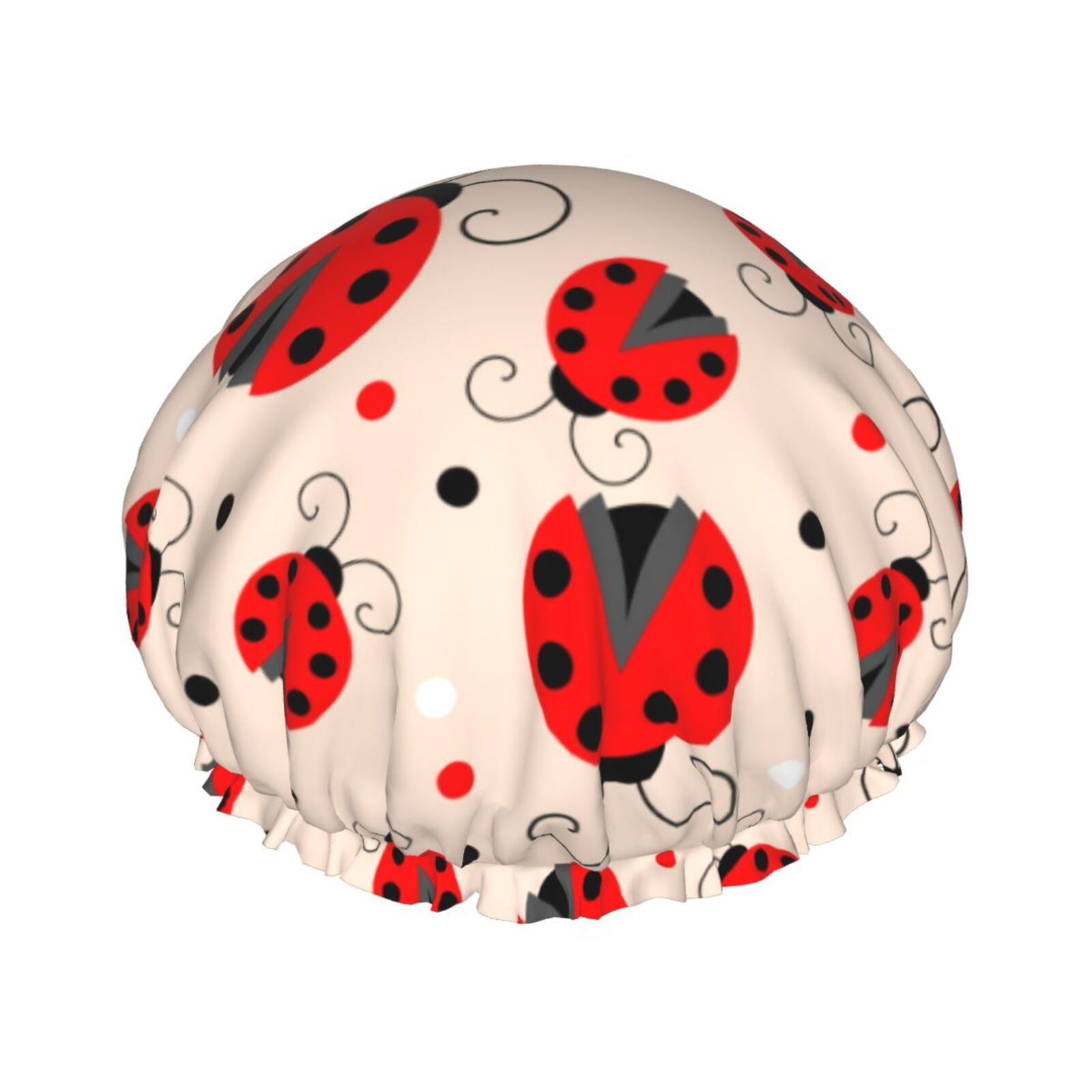 Disketp Red Ladybug Shower Caps,Reusable Shower Cap For Women, Double ...