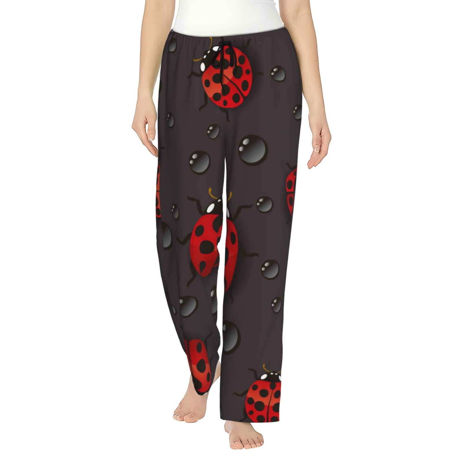 Disketp Red Ladybugs On Dark Background Print Women'S Comfy Pajama ...