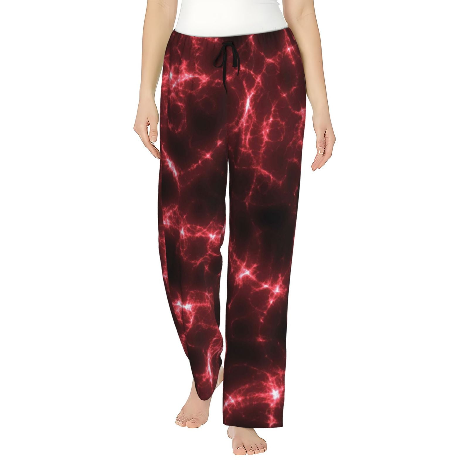 Disketp Red Line Print Women'S Comfy Pajama Pants Casual Drawstring ...