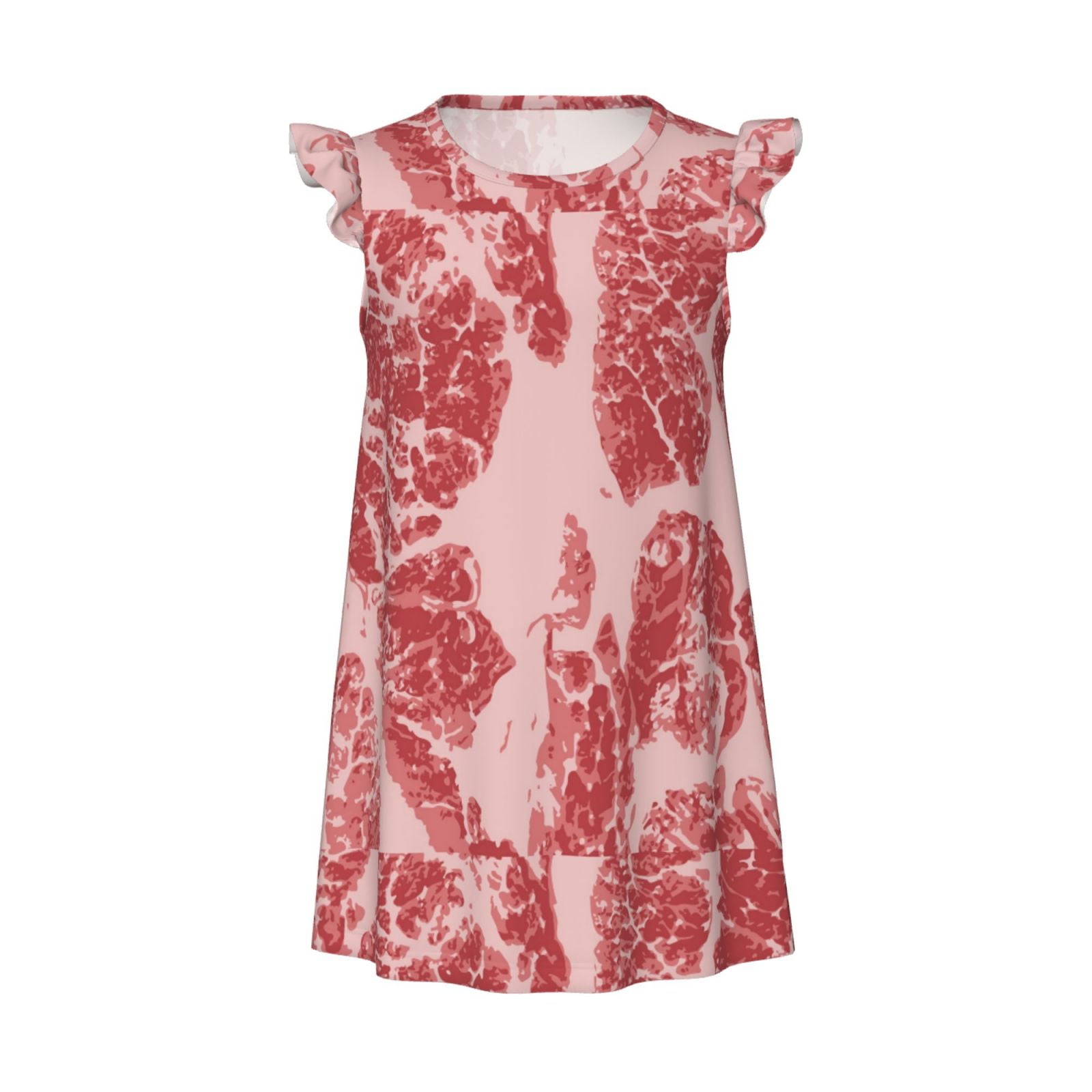 Disketp Red Meat Print Girls Nightgowns 3-10 Years Flutter Short ...