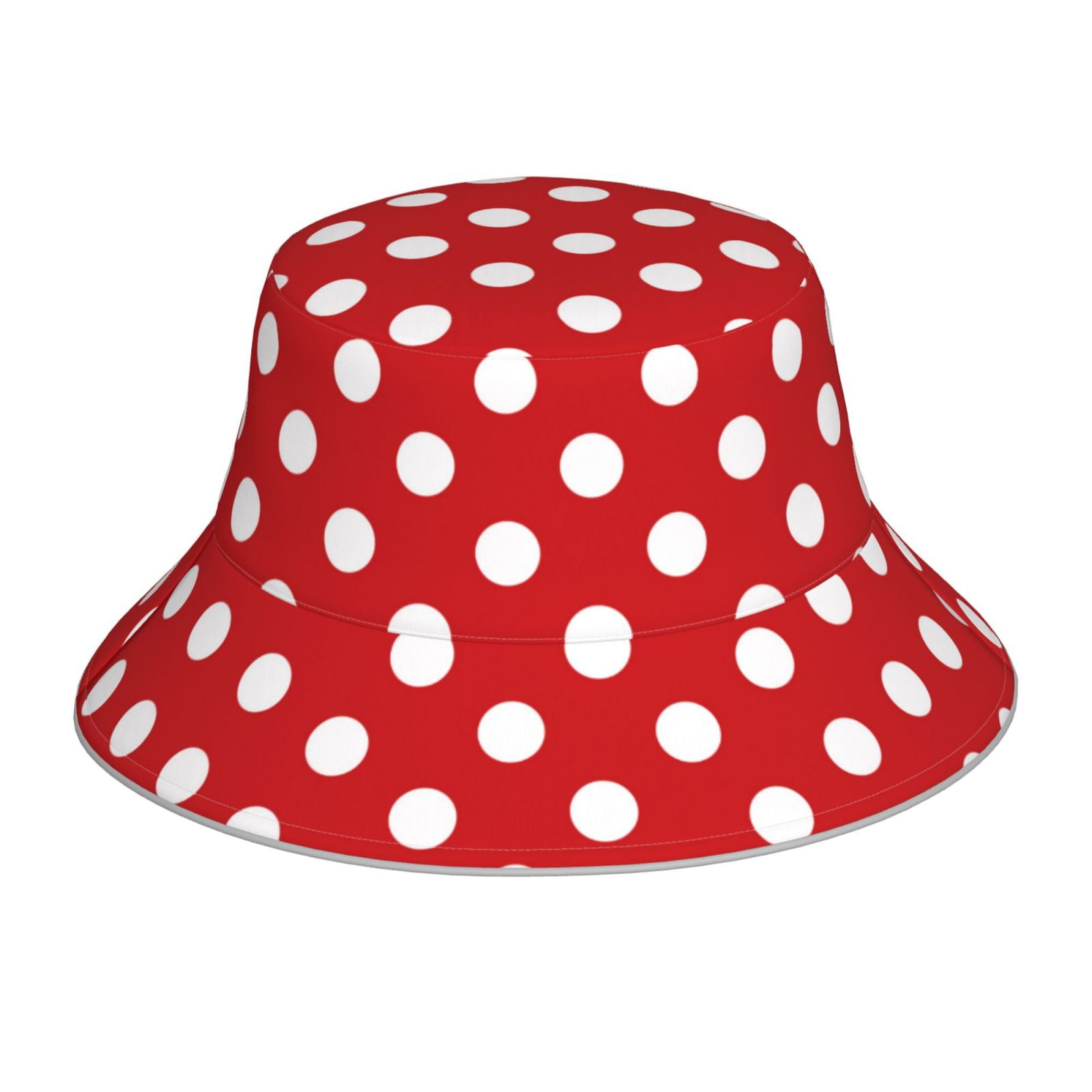 Disketp Red Polka Dot Print Reflective Bucket Hat Beach Hat Summer ...