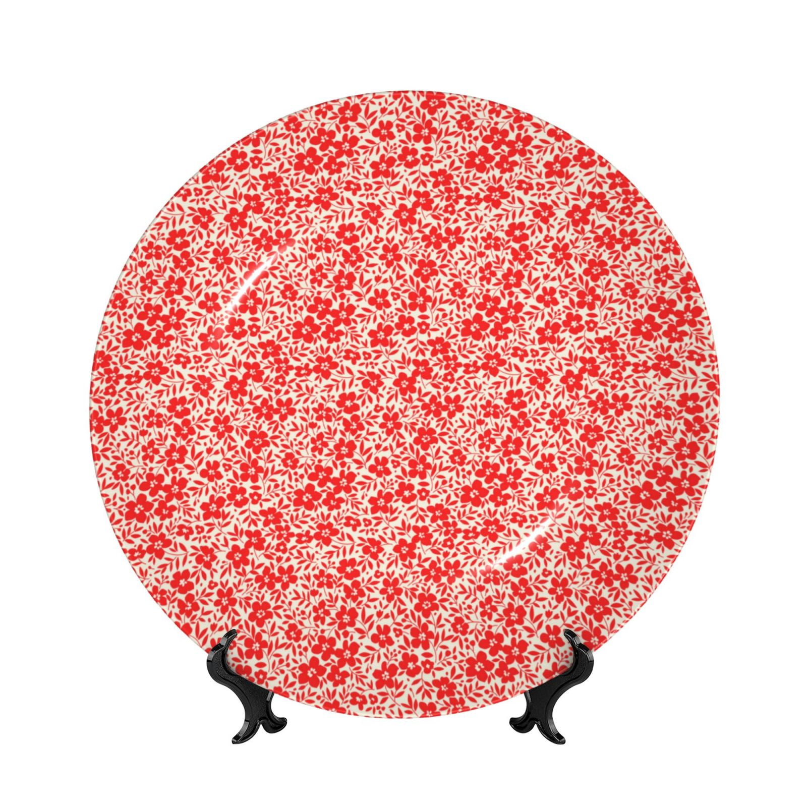 Disketp Red Pretty Flowers Ceramic Plate Dinner Plates Bone China ...
