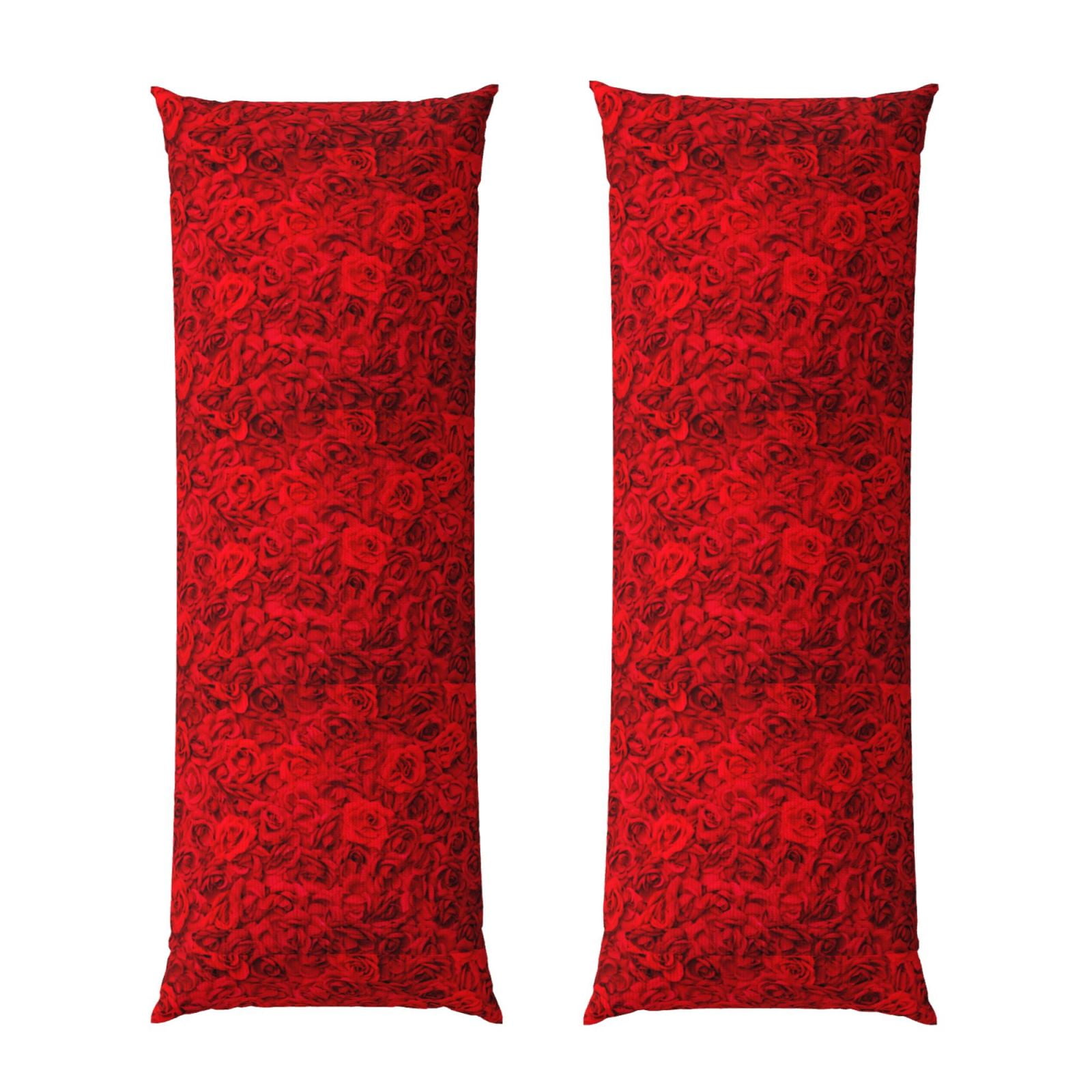 Disketp Red Rose Print Body Pillow Cover - Super Soft 20x54 Body Pillow ...