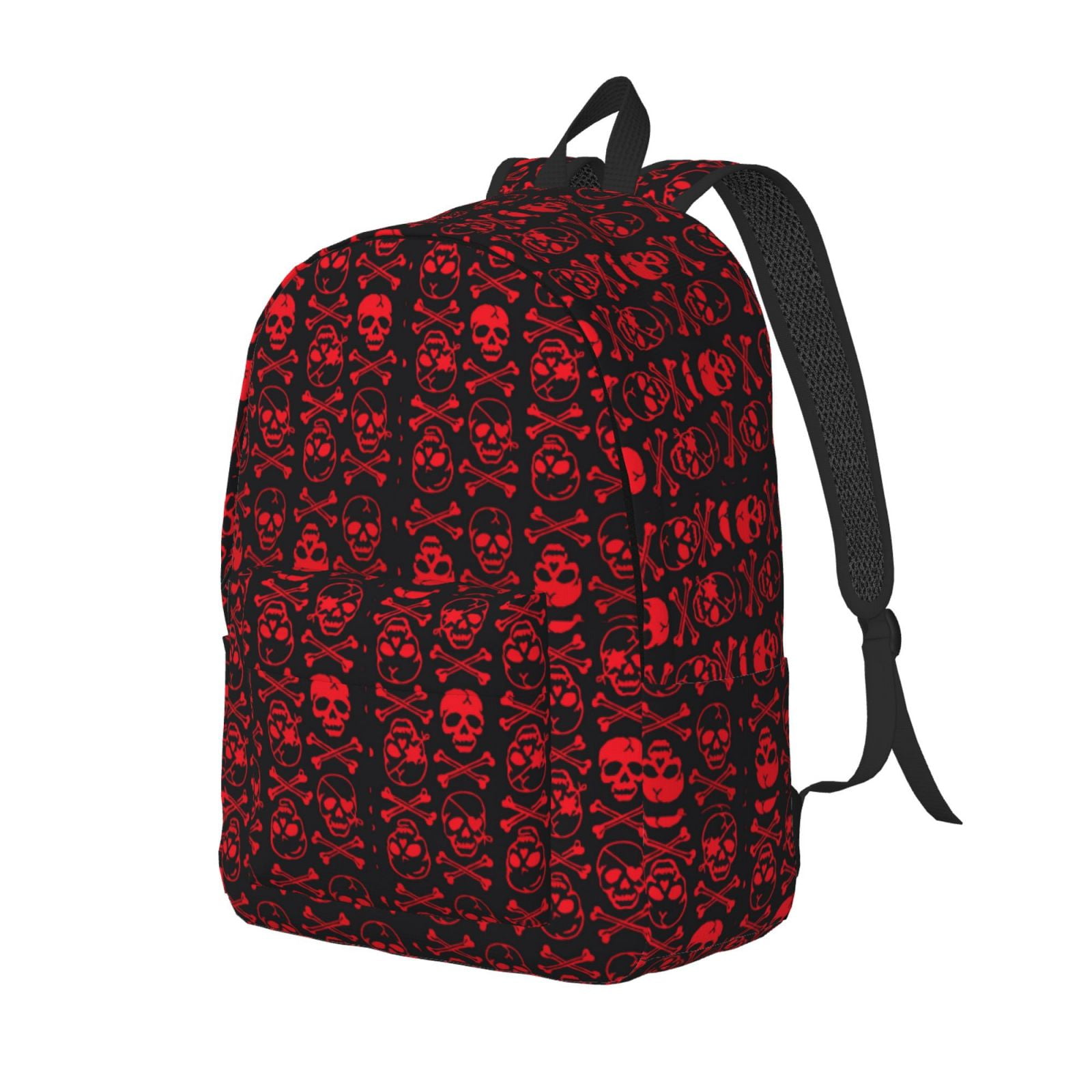 Disketp Red Skulls With Crossbones Canvas Backpack Lightweight Travel ...