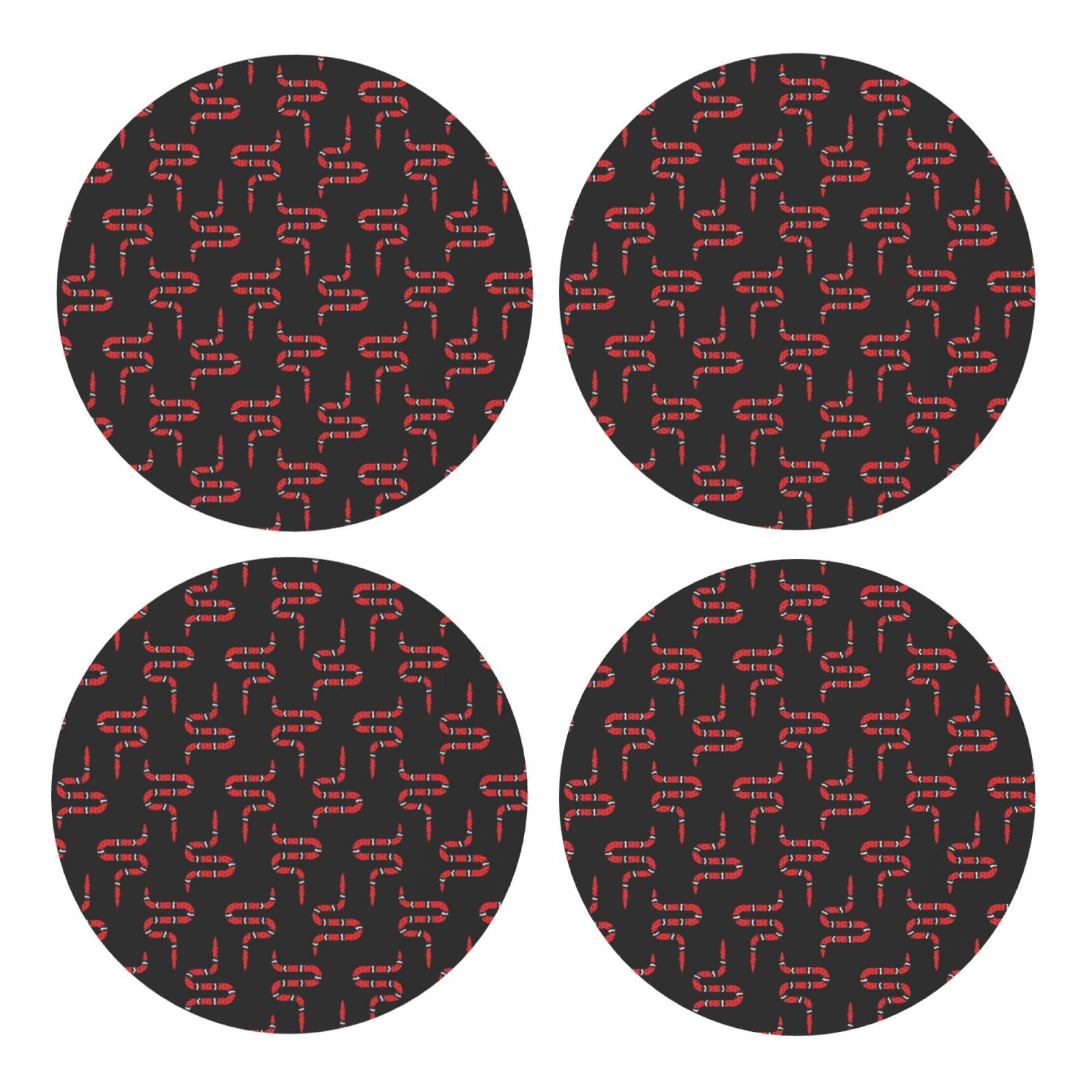 Disketp Red Snake MDF Cork Coaster 4 Pcs - Absorbent Beverage Coasters ...