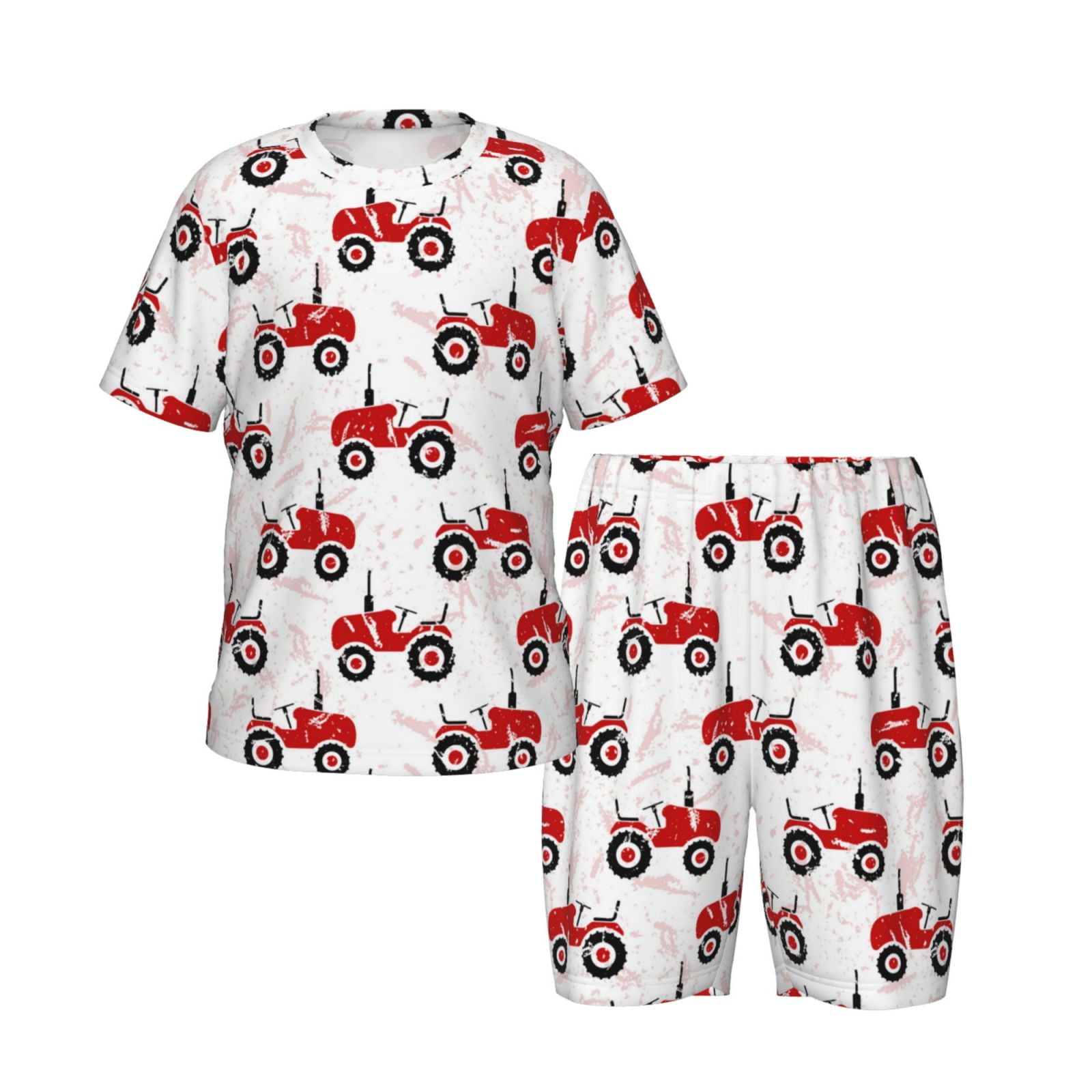Disketp Red Wheeled Tractors for Kids Short Sleeve Pajamas Kids Summer ...