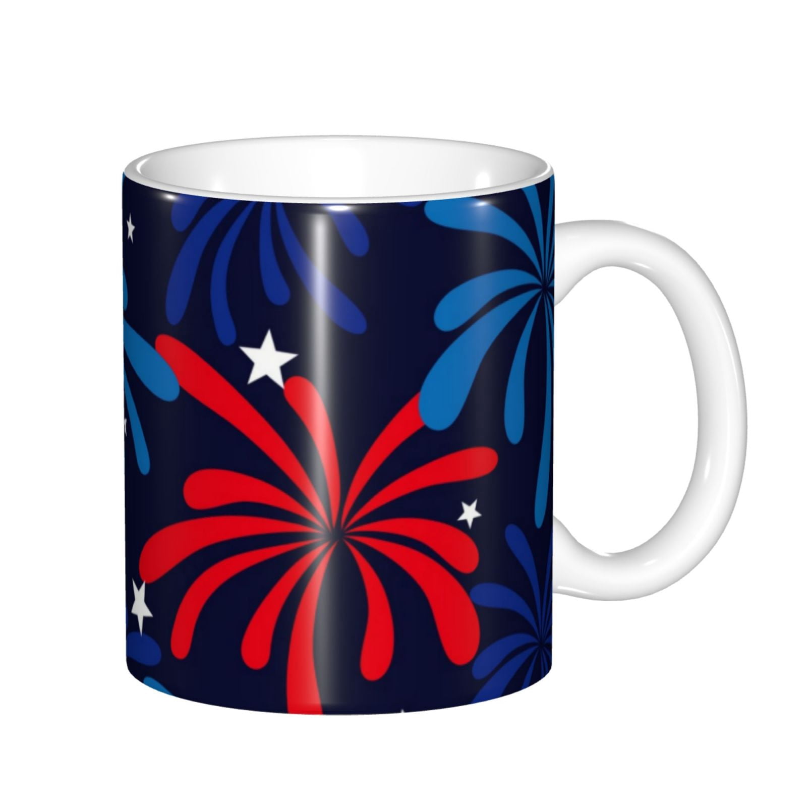Disketp Red White Blue Fireworks Large Coffee Mug with Handle Tea Cup ...