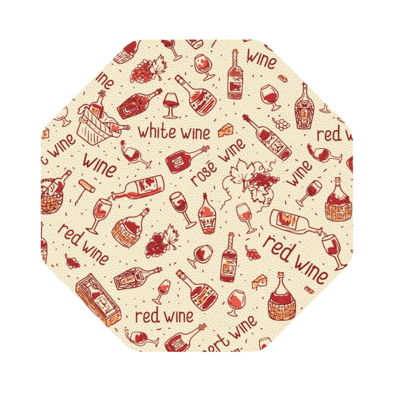 Disketp Red Wine Funny Coasters,4 Pcs Leather Coasters With Holder ...