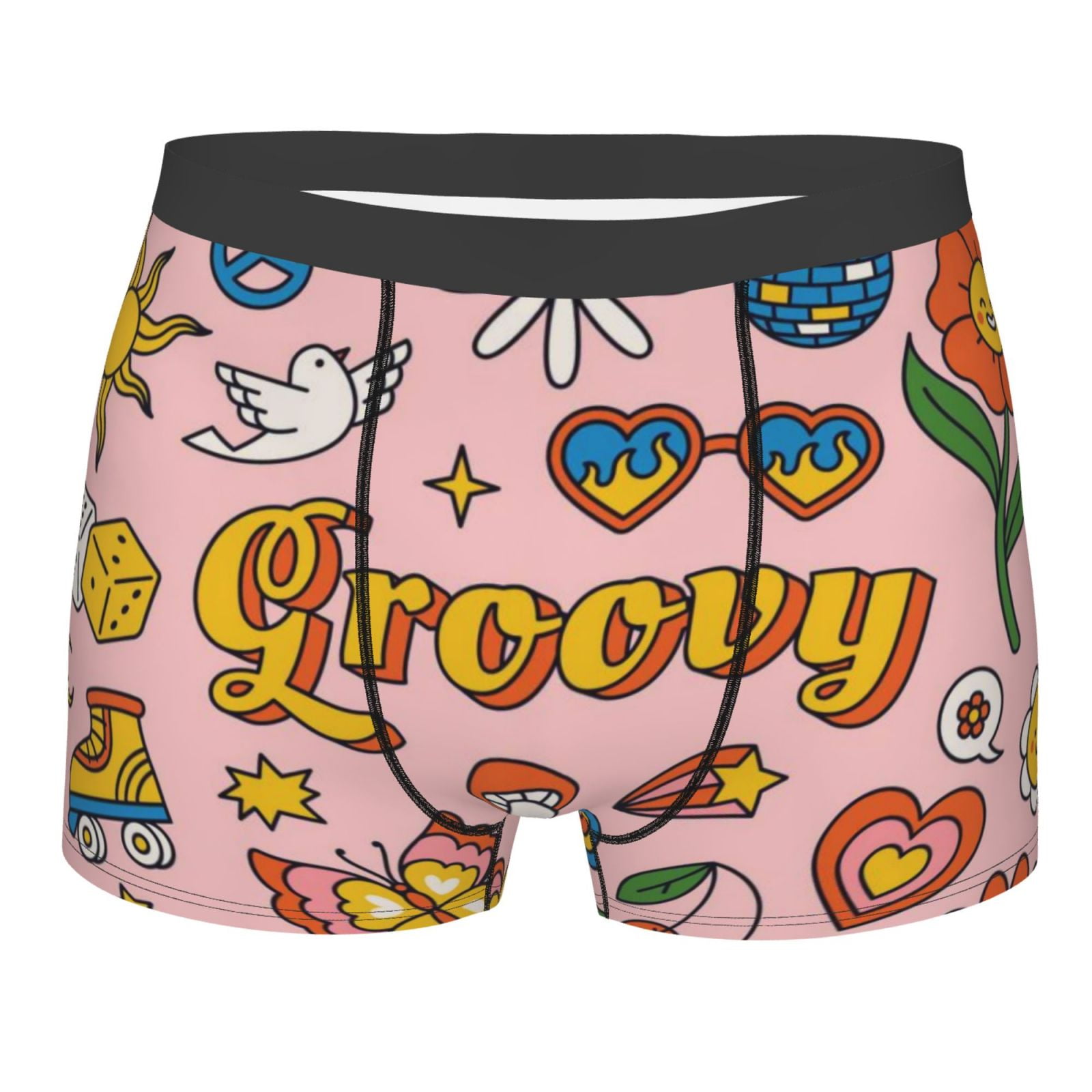 Disketp Retro 70s Hippie Men'S Boxer Briefs,Soft And Breathable Cotton ...