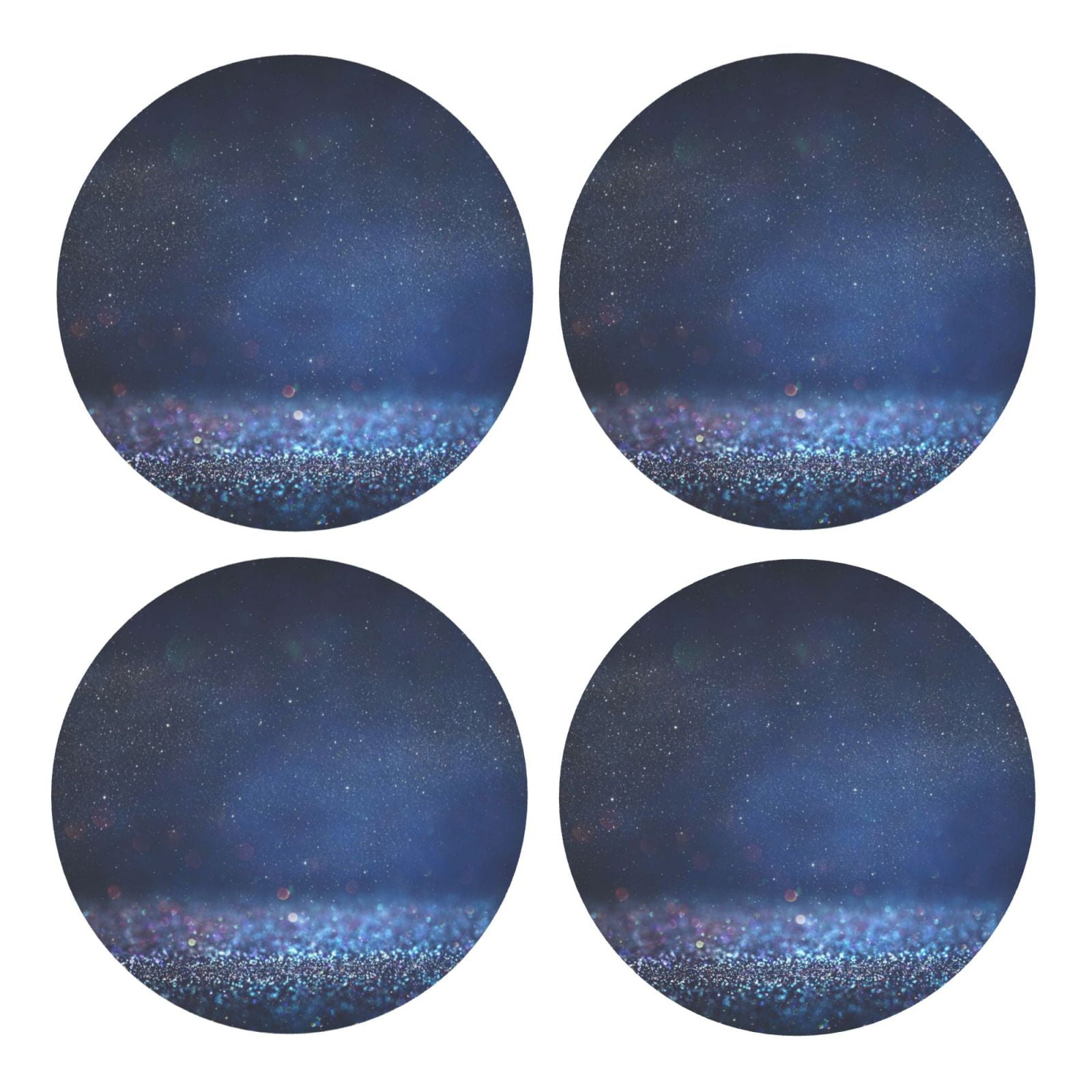 Disketp Retro Blue Glitter MDF Cork Coaster 4 Pcs - Absorbent Beverage ...