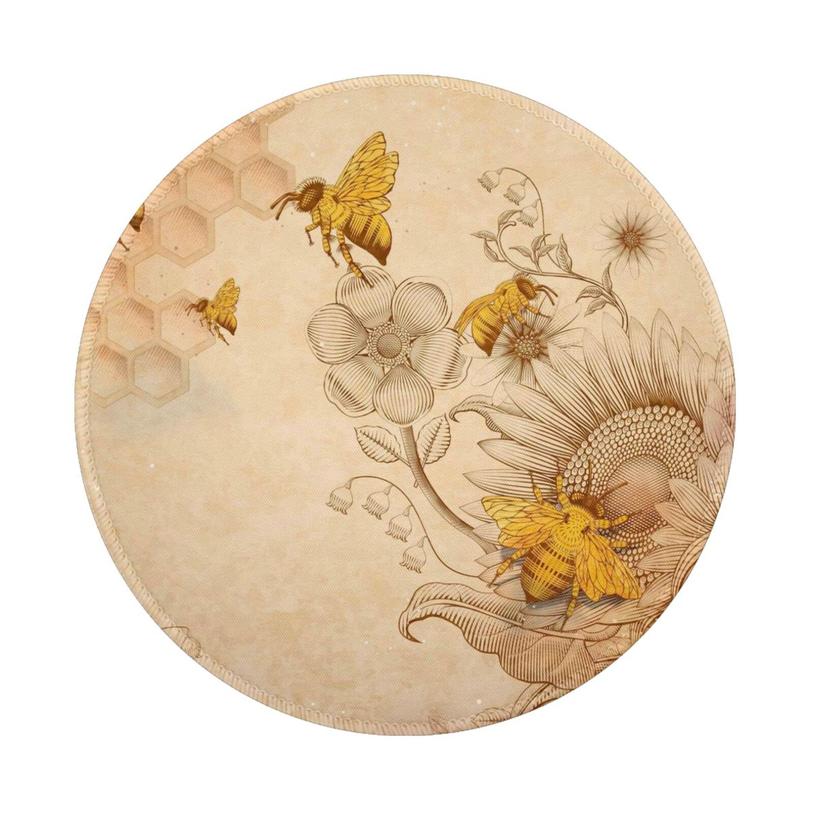 Disketp Retro Hand Drawn Honey Bees And Sunflowers Small Mouse Pad 7 ...