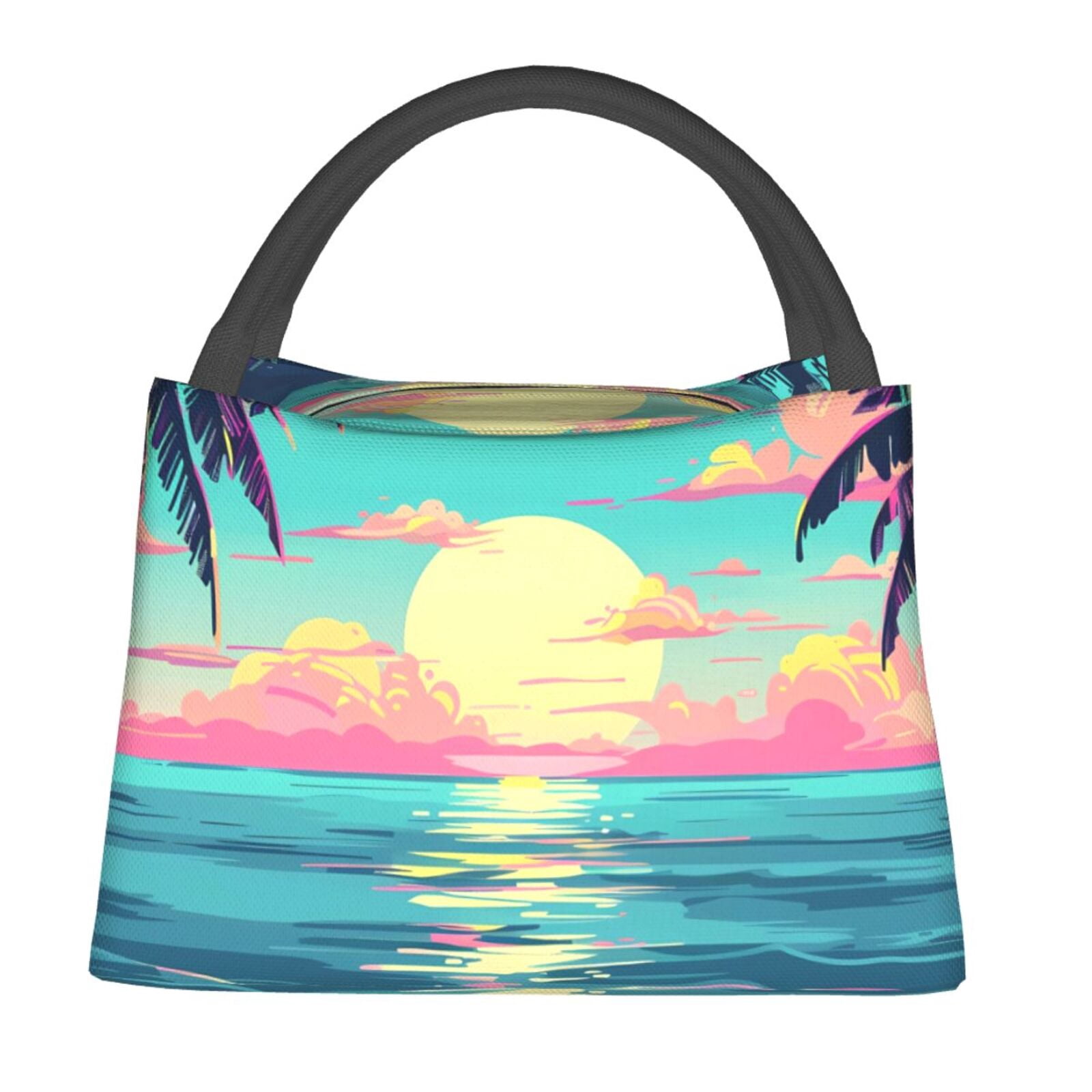 Disketp Retro Palm Beach Sunset Insulated Bags, Insulated Cooler Bag ...