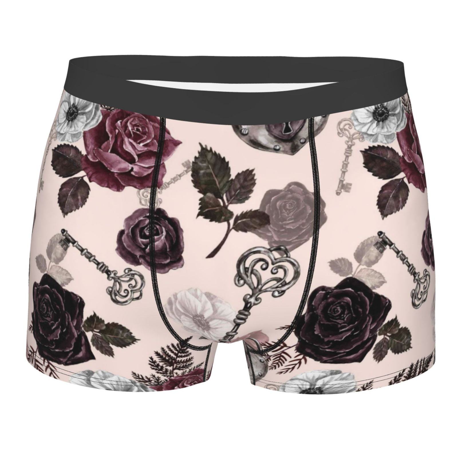 Disketp Retro Red Black Roses Men'S Boxer Briefs,Soft And Breathable ...