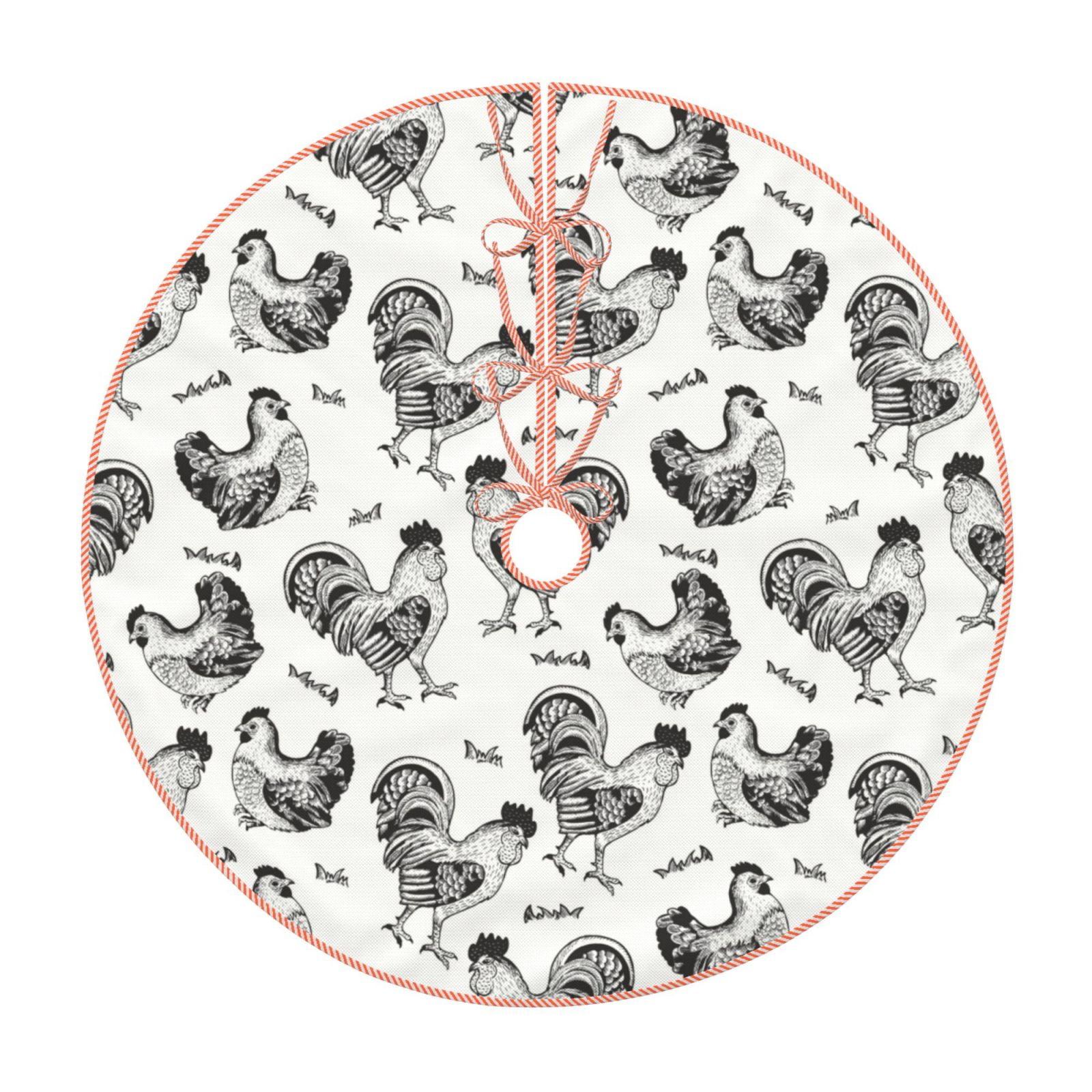 Disketp Retro Rooster Christmas Tree Skirt, Christmas Tree Decorations ...
