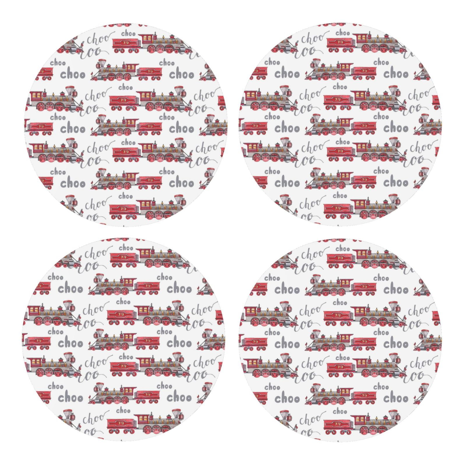 Disketp Retro Train MDF Cork Coaster 4 Pcs - Absorbent Beverage ...