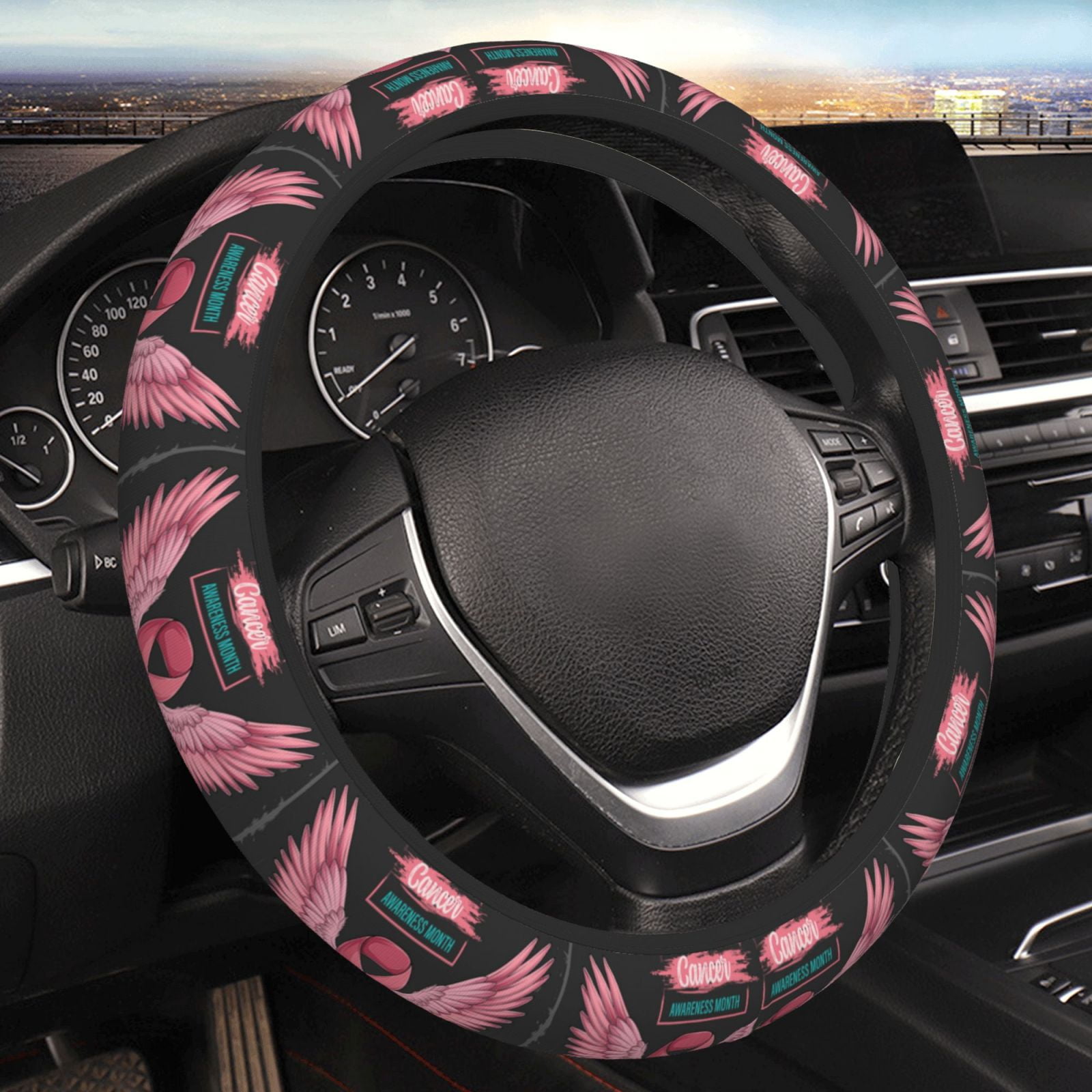Disketp Ribbon With Angel Wings Elastic Microfiber Steering Wheel Cover ...