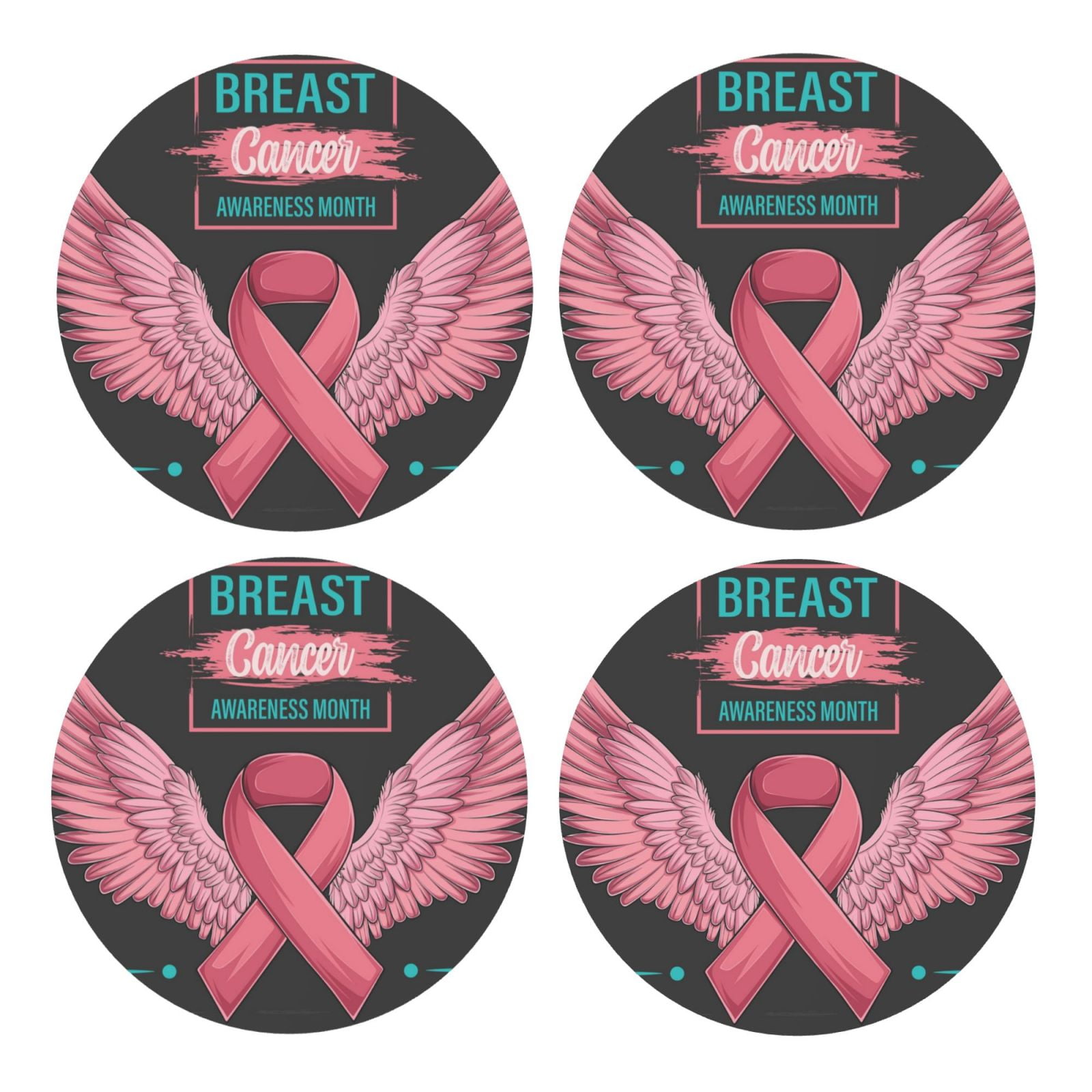 Disketp Ribbon With Angel Wings MDF Cork Coaster 4 Pcs - Absorbent ...