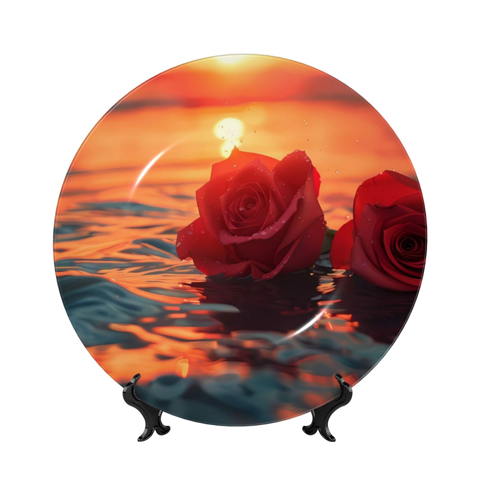 Disketp Romantic Roses Sunset Ocean Ceramic Plate Dinner Plates Bone ...