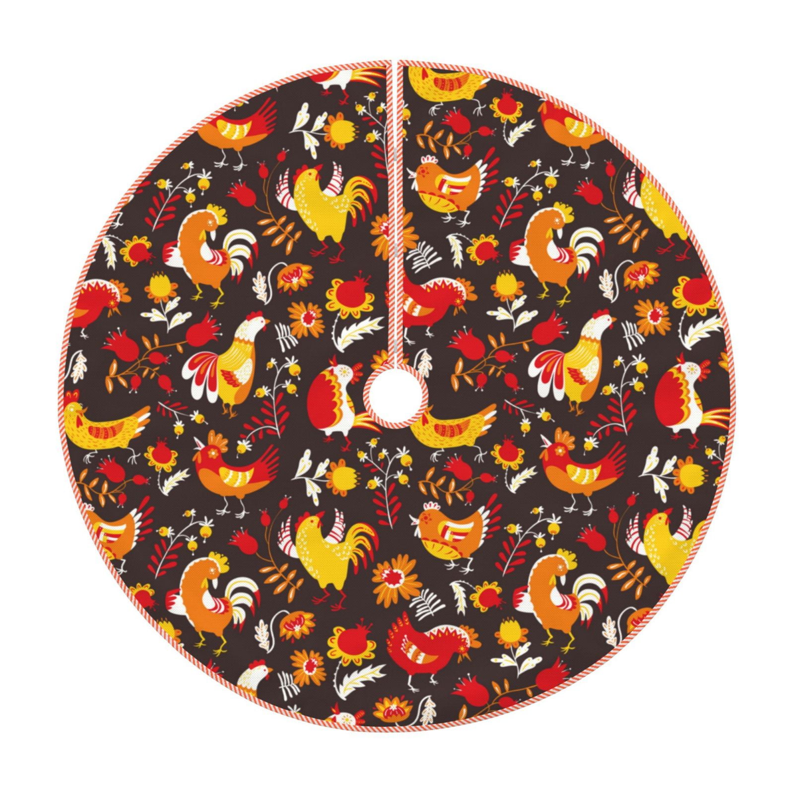 Disketp Roosters Christmas Tree Skirt, Christmas Tree Decorations ...