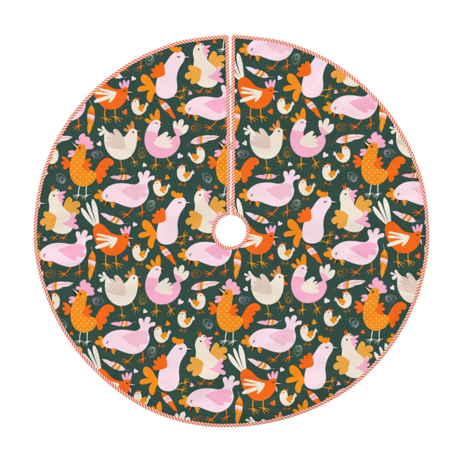 Disketp Roosters and Chicks Christmas Tree Skirt, Christmas Tree ...