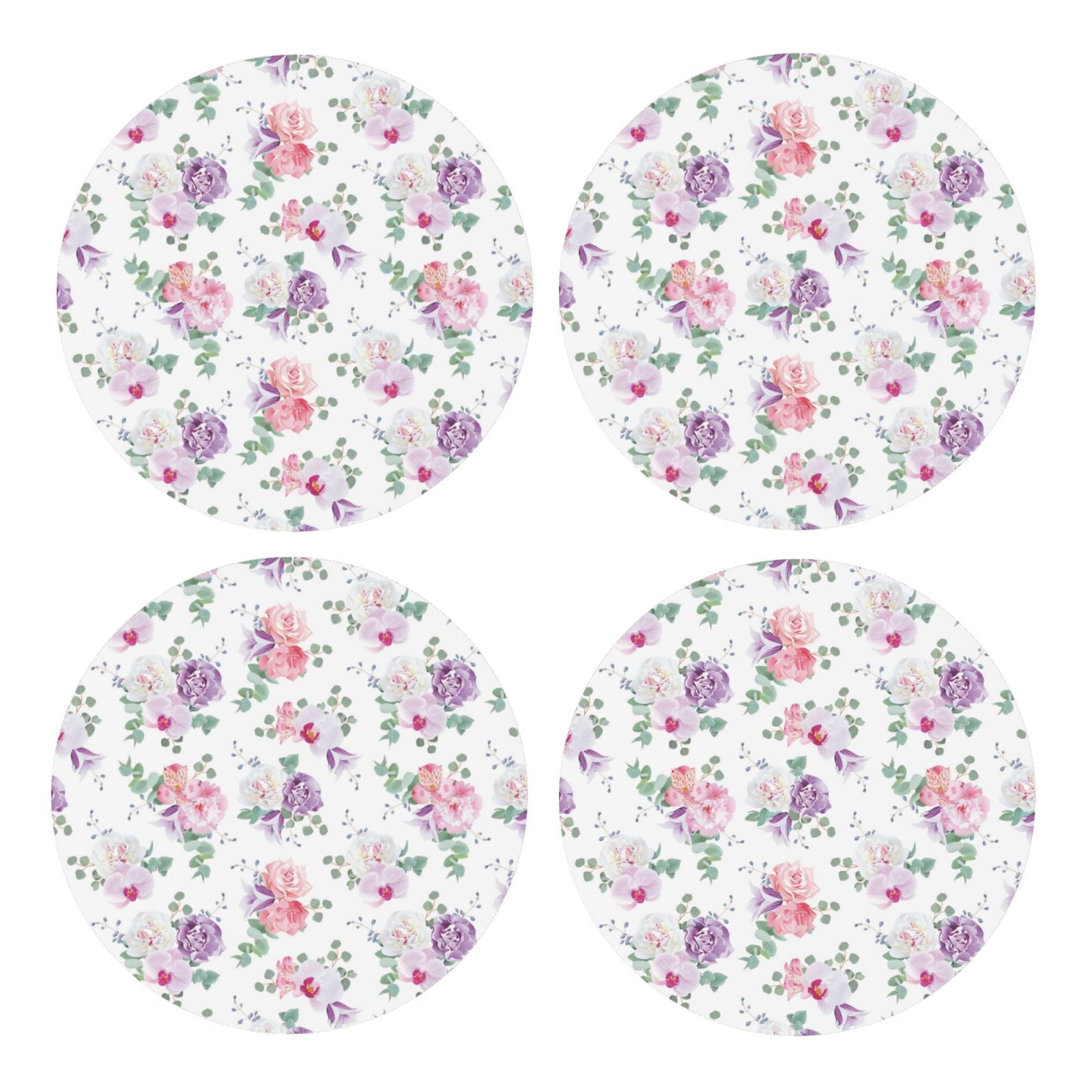 Disketp Rose Flower B MDF Cork Coaster 4 Pcs - Absorbent Beverage ...