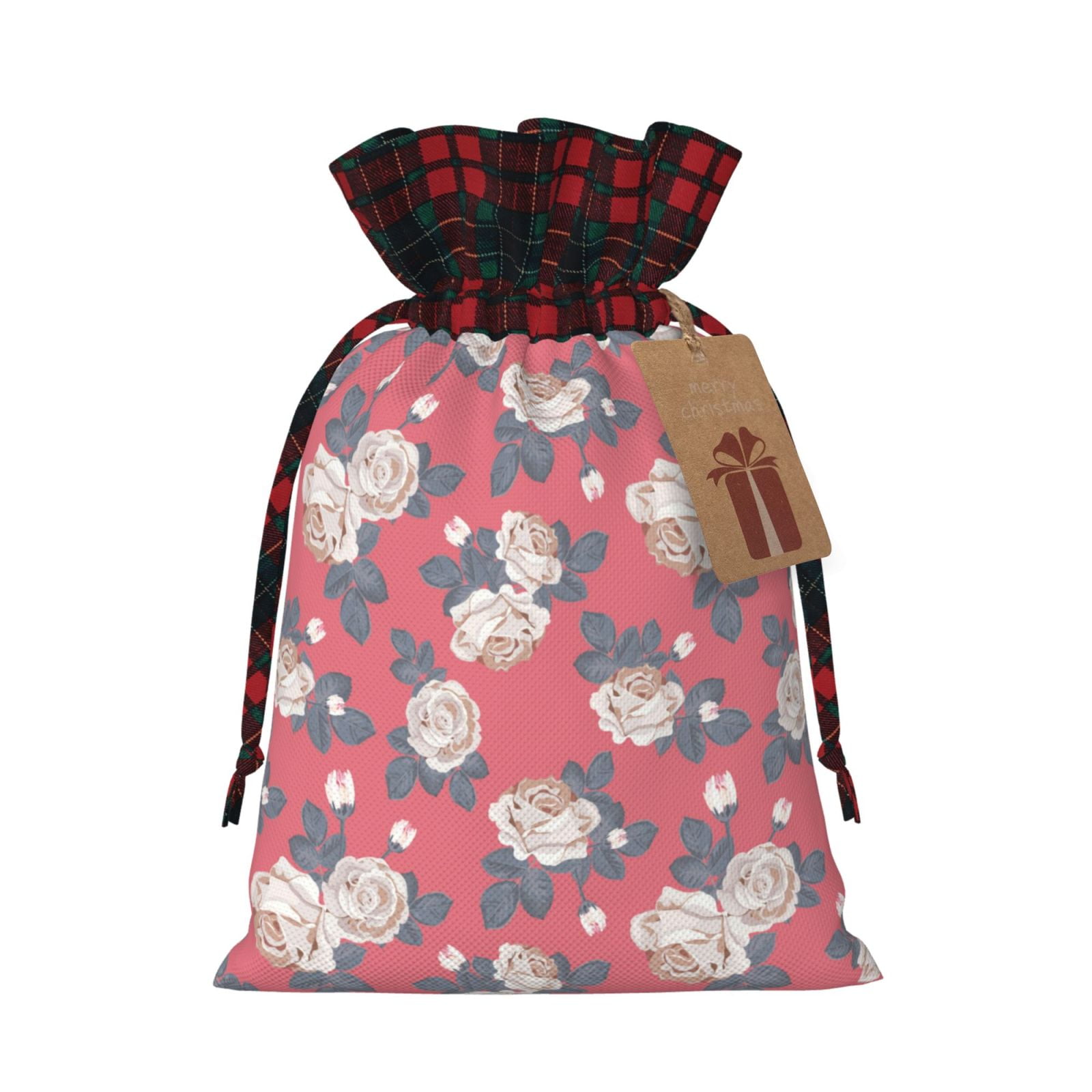 Disketp Rose Flowers Drawstring Christmas Bags, Xmas Gift Bags ...